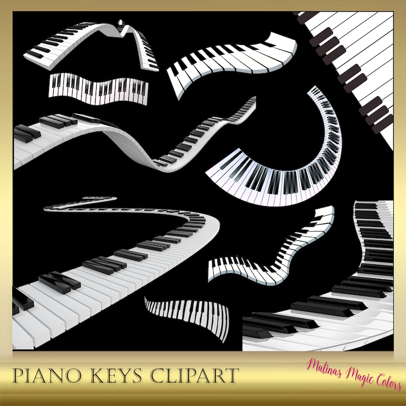 Three Dimensional Piano Keys - Music Overlay - Music Clip Art - Piano ...