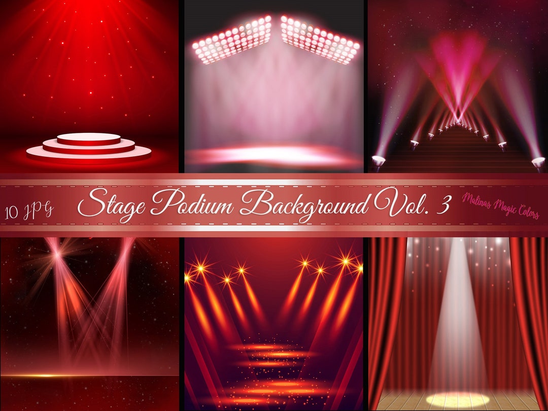 Red Stage Lighting Background - Red Theater Scene - Red Spotlight ...