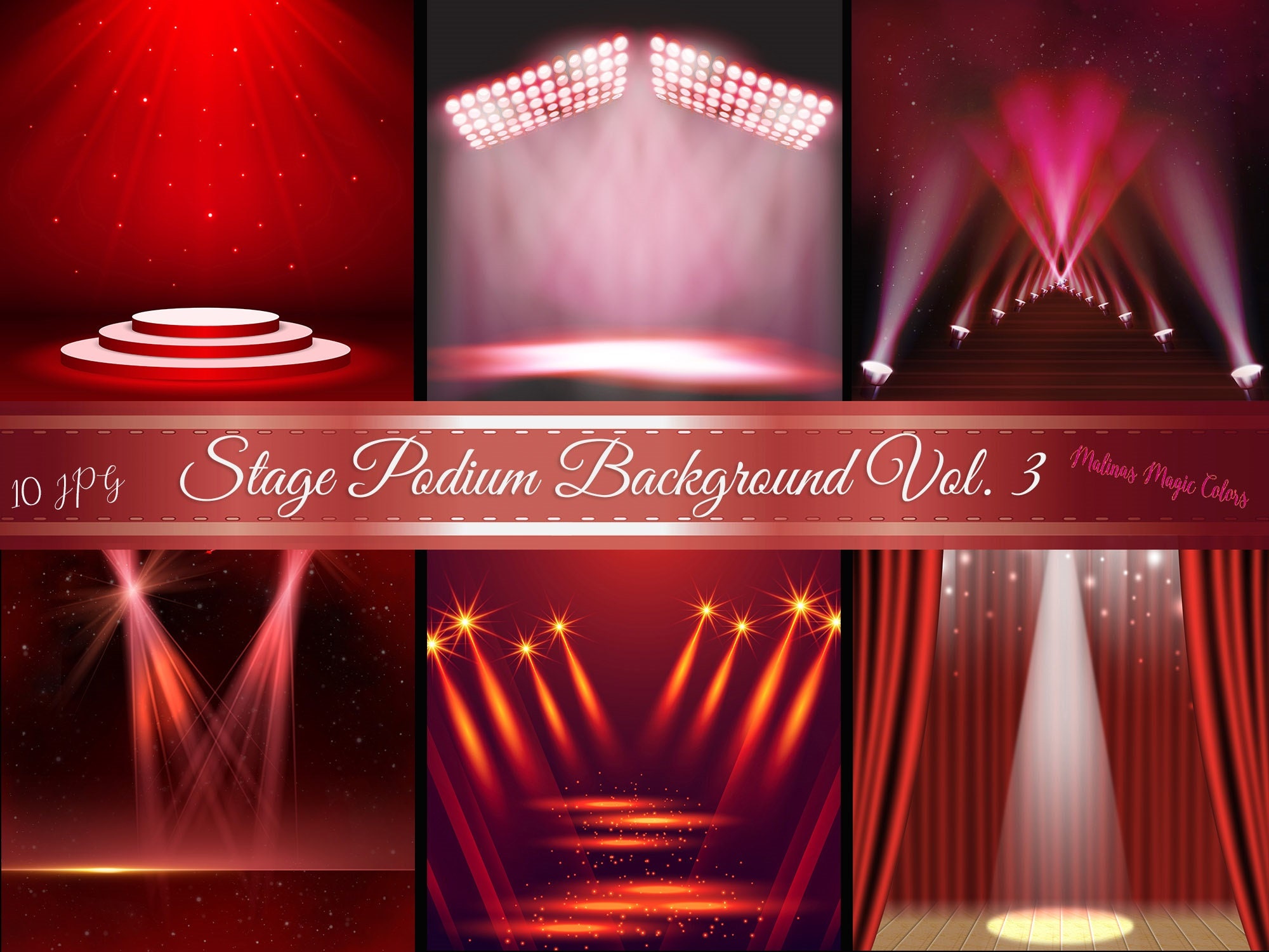 Red Stage Lighting Background - Red Theater Scene - Red Spotlight ...