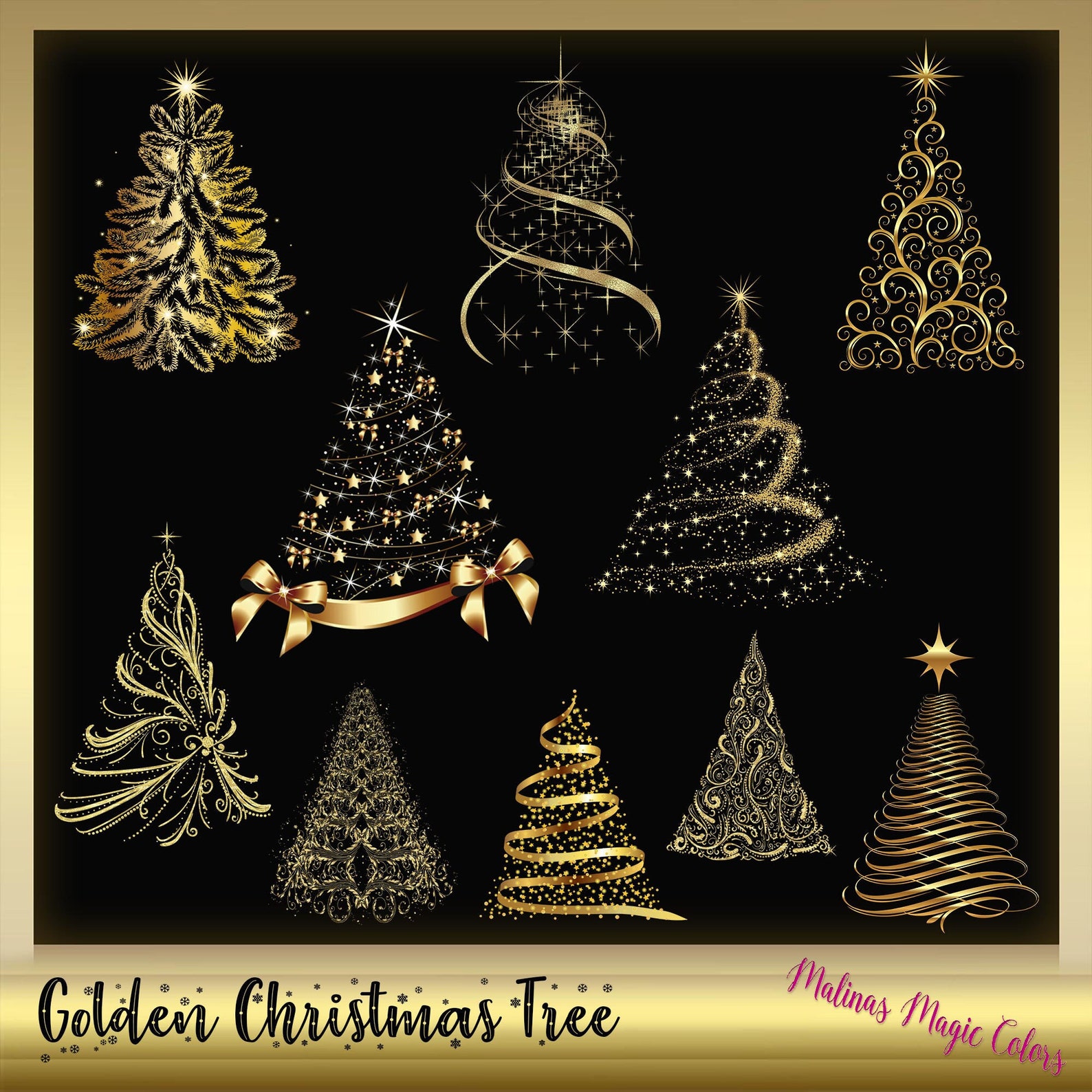 Golden Christmas Tree - Christmas Tree Overlays - Christmas Tree ...