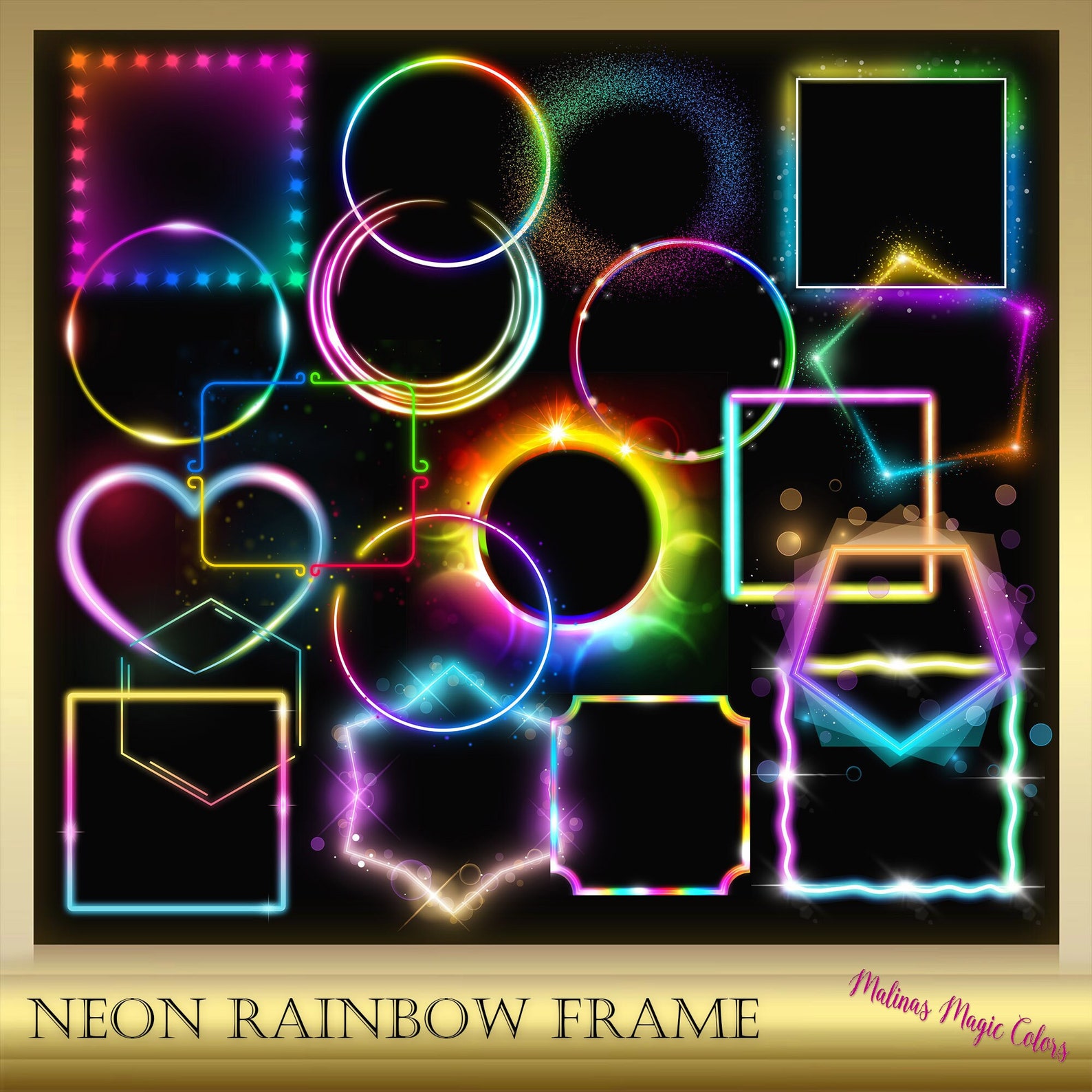 20 Neon Rainbow Frames - Neon Rainbow Frame - Light Frame - Neon ...