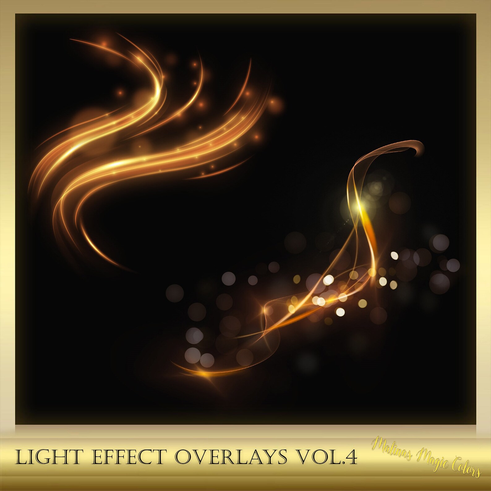 20 Light Effect Overlays Vol.4 - Wedding Overlays - Shiny Gold Glowing ...