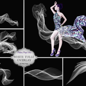 20 Tulle Overlays - Flying Tulle - White Veil Overlays - Digital ...