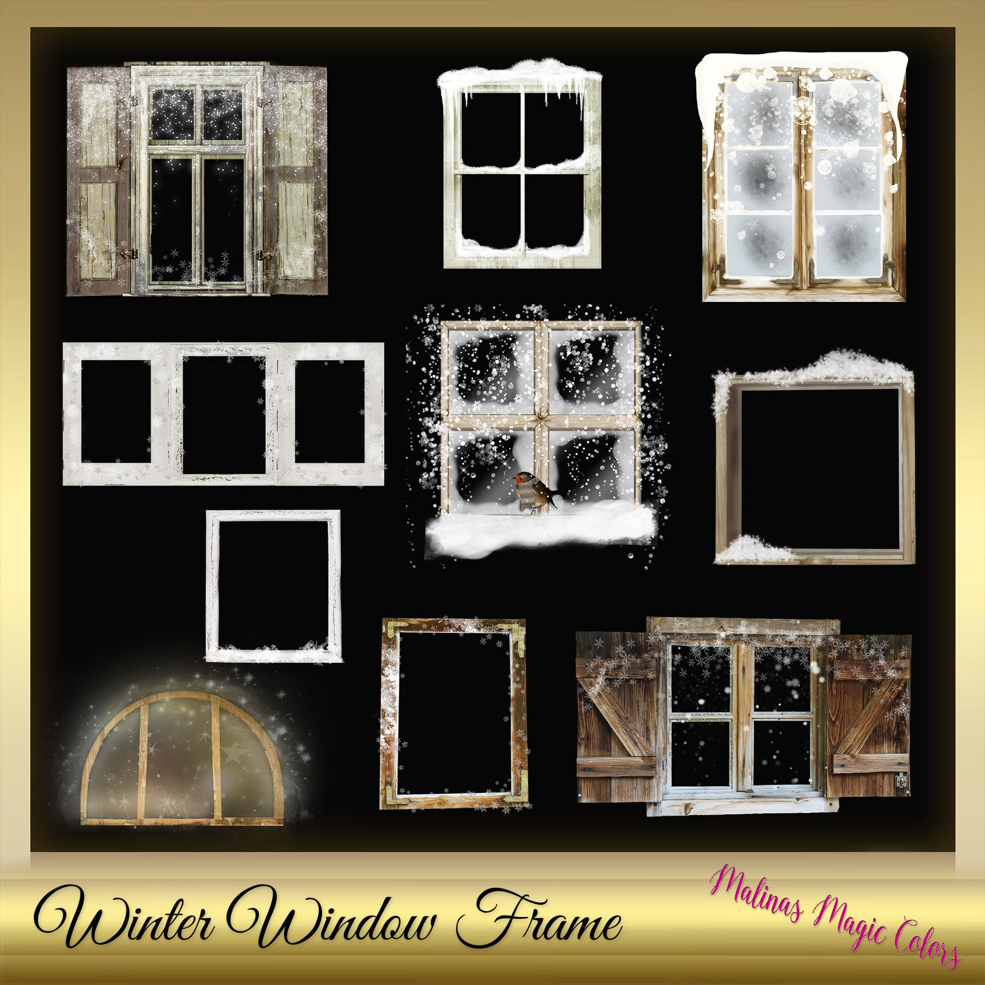 10 Winter Window Frames - Window Photo Frame - Photoshop Picture Frame ...