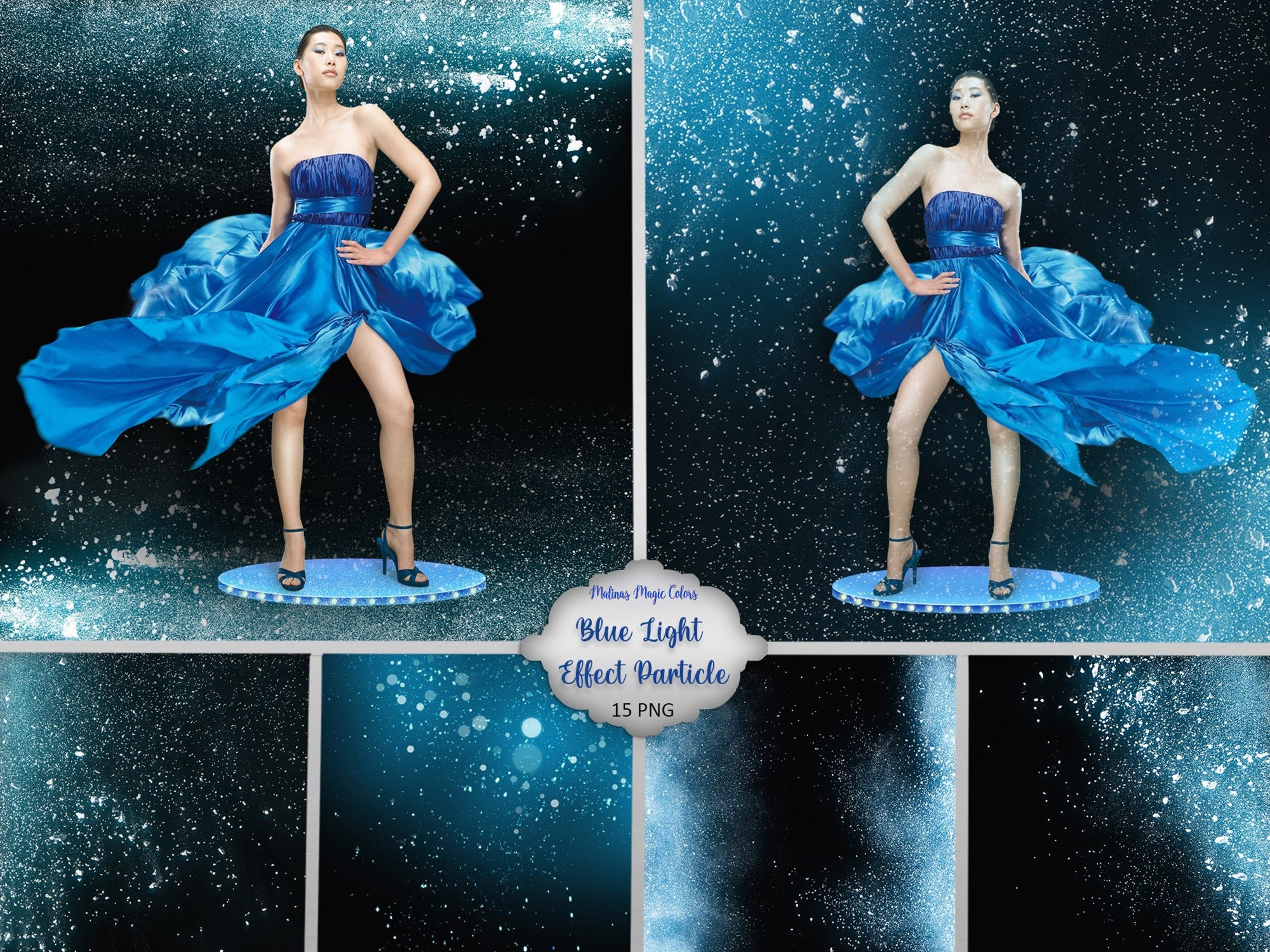 Blue Light Effect Particle Blue Light Overlay Floating Blue Particles ...