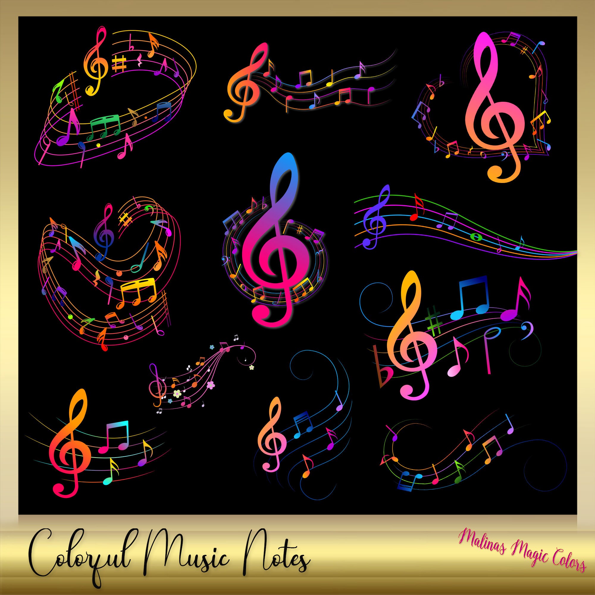 Colorful Music Notes - Music Note Clip Art - Colorful Musical Notes ...