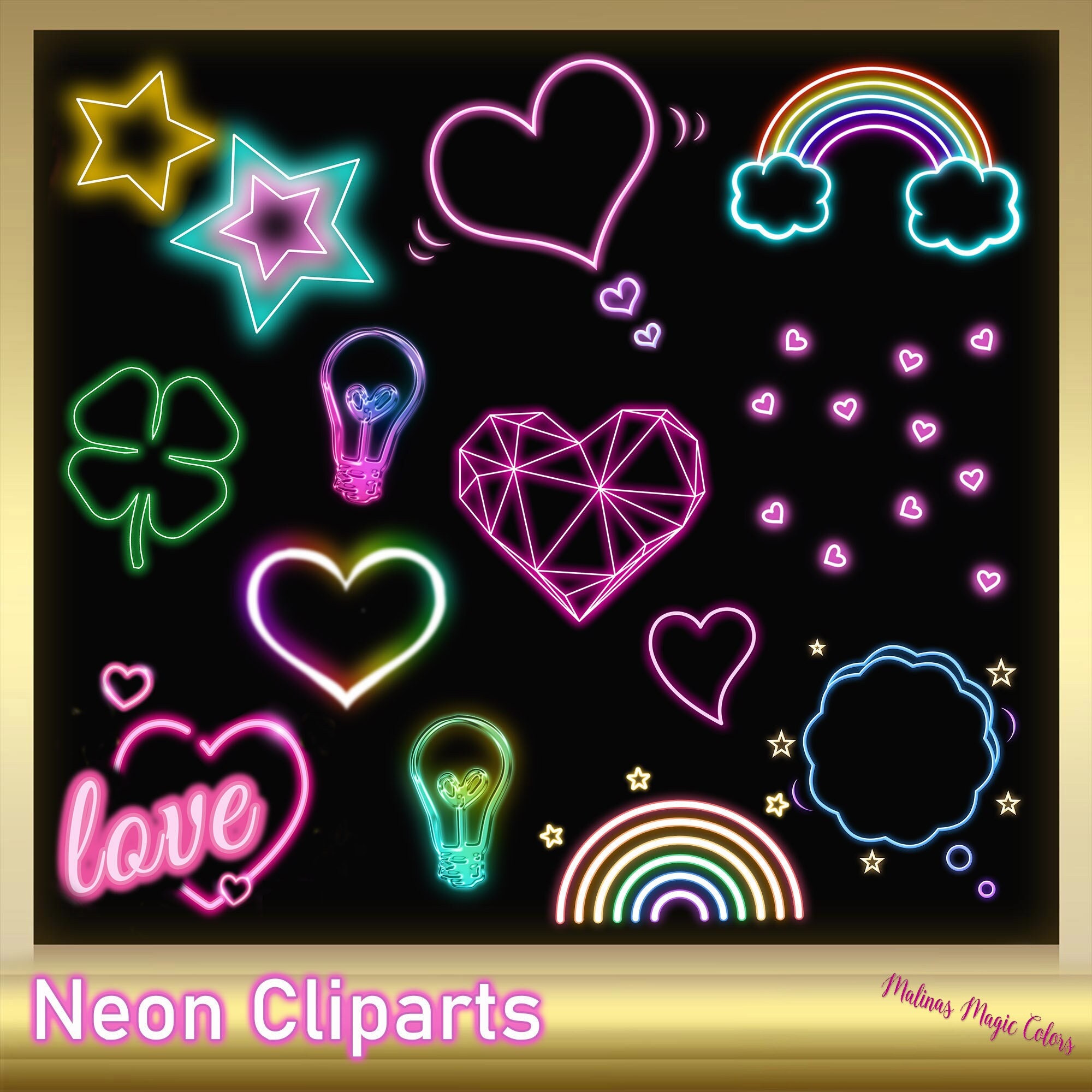 15 Neon Clip Arts - Neon Clipart - Neon Effects - Neon Heart - Colorful ...