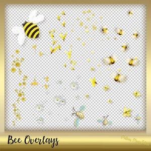 Bee Overlays - Bee Overlay - Photo Overlays - Photoshop Layers - Yellow ...