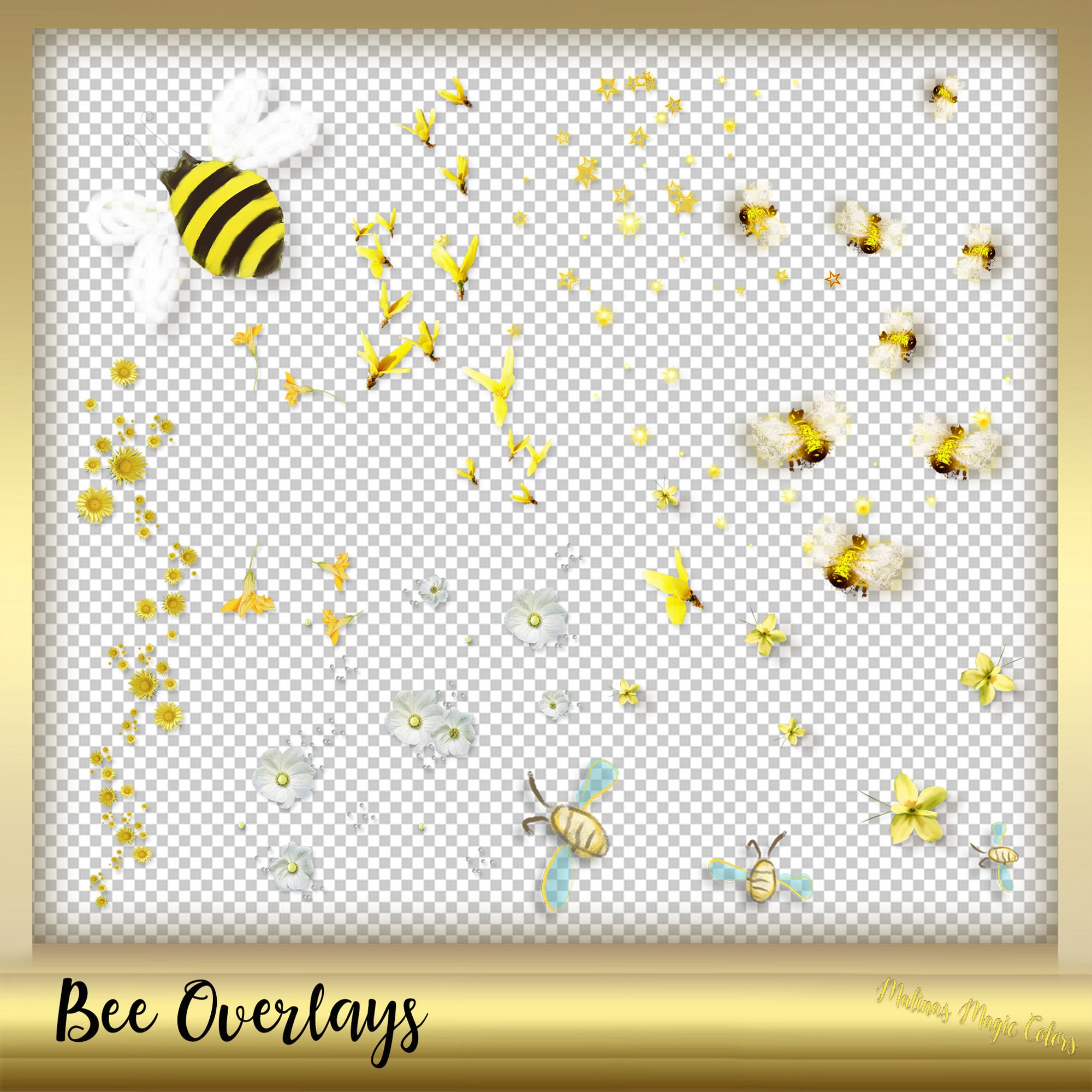 Bee Overlays Bee Overlay Photo Overlays Photoshop Layers Yellow ...
