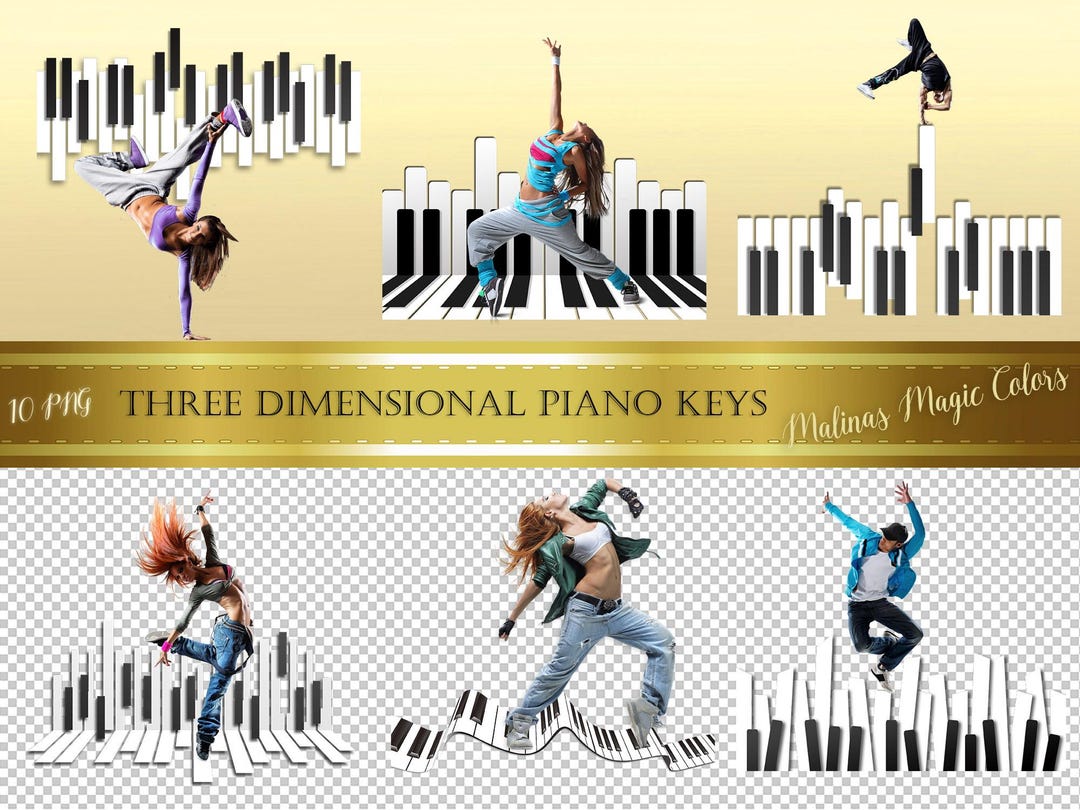 Three Dimensional Piano Keys - Music Overlay - Music Clip Art - Piano ...
