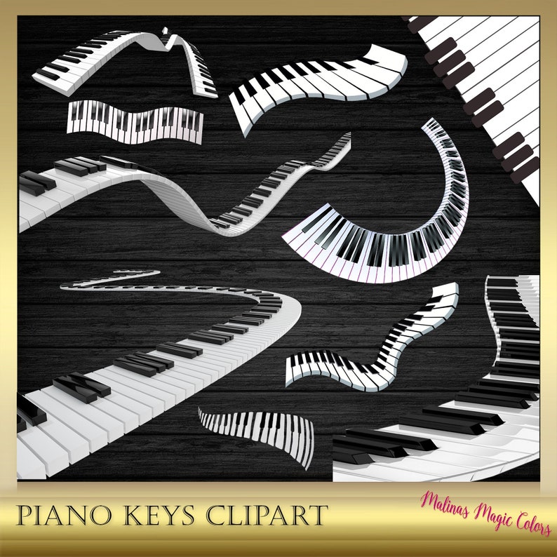Three Dimensional Piano Keys - Music Overlay - Music Clip Art - Piano ...