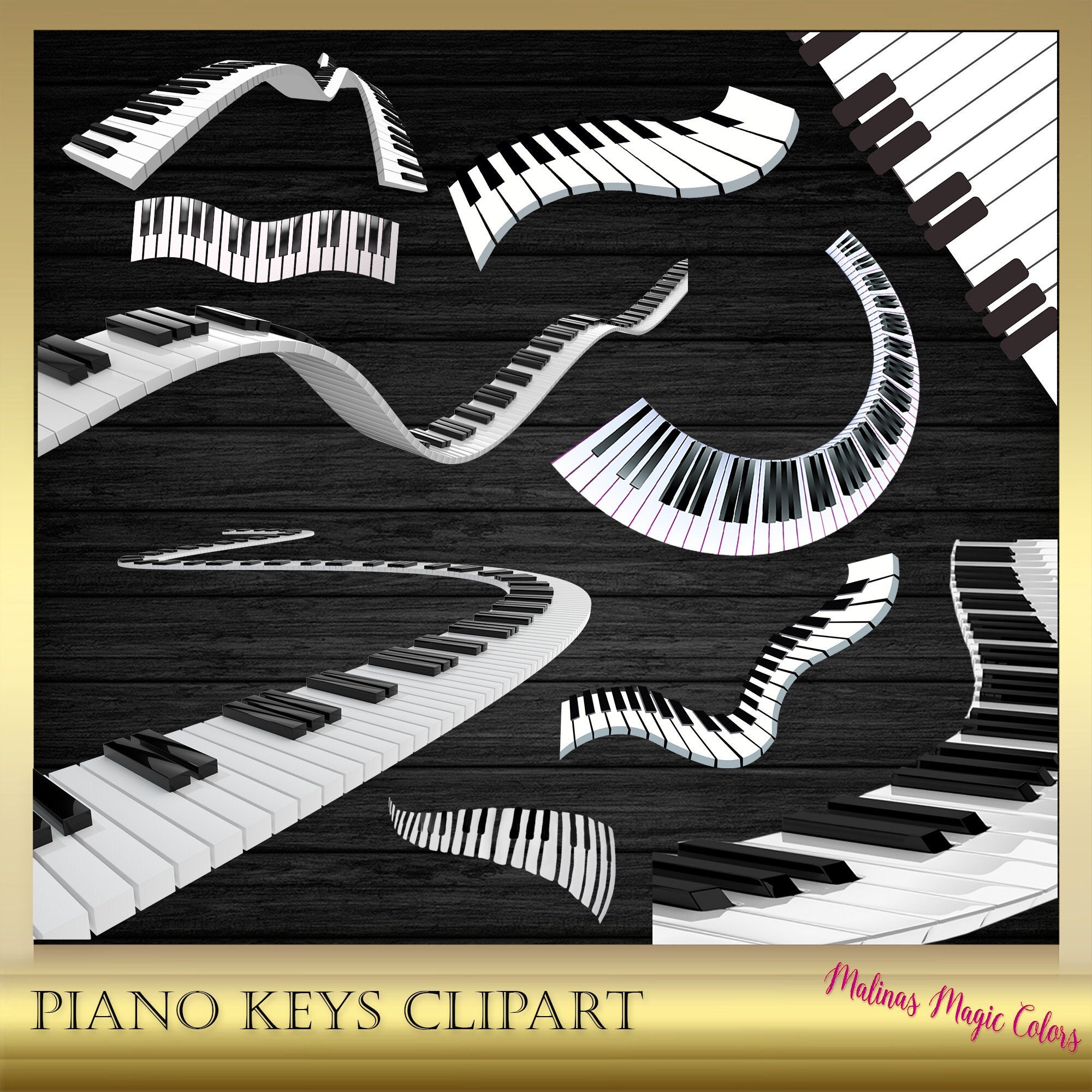 Three Dimensional Piano Keys - Music Overlay - Music Clip Art - Piano ...
