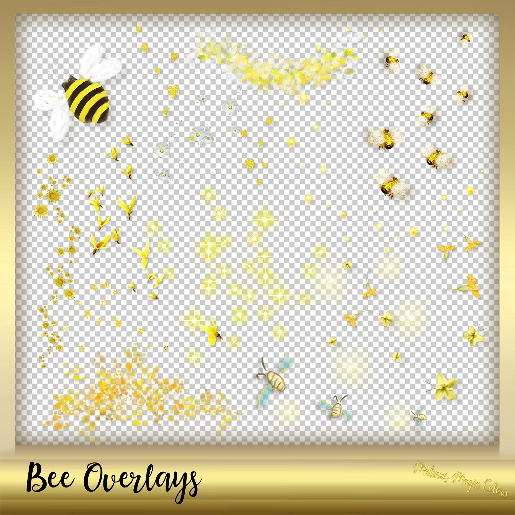 Bee Overlays Bee Overlay Photo Overlays Photoshop Layers Yellow ...