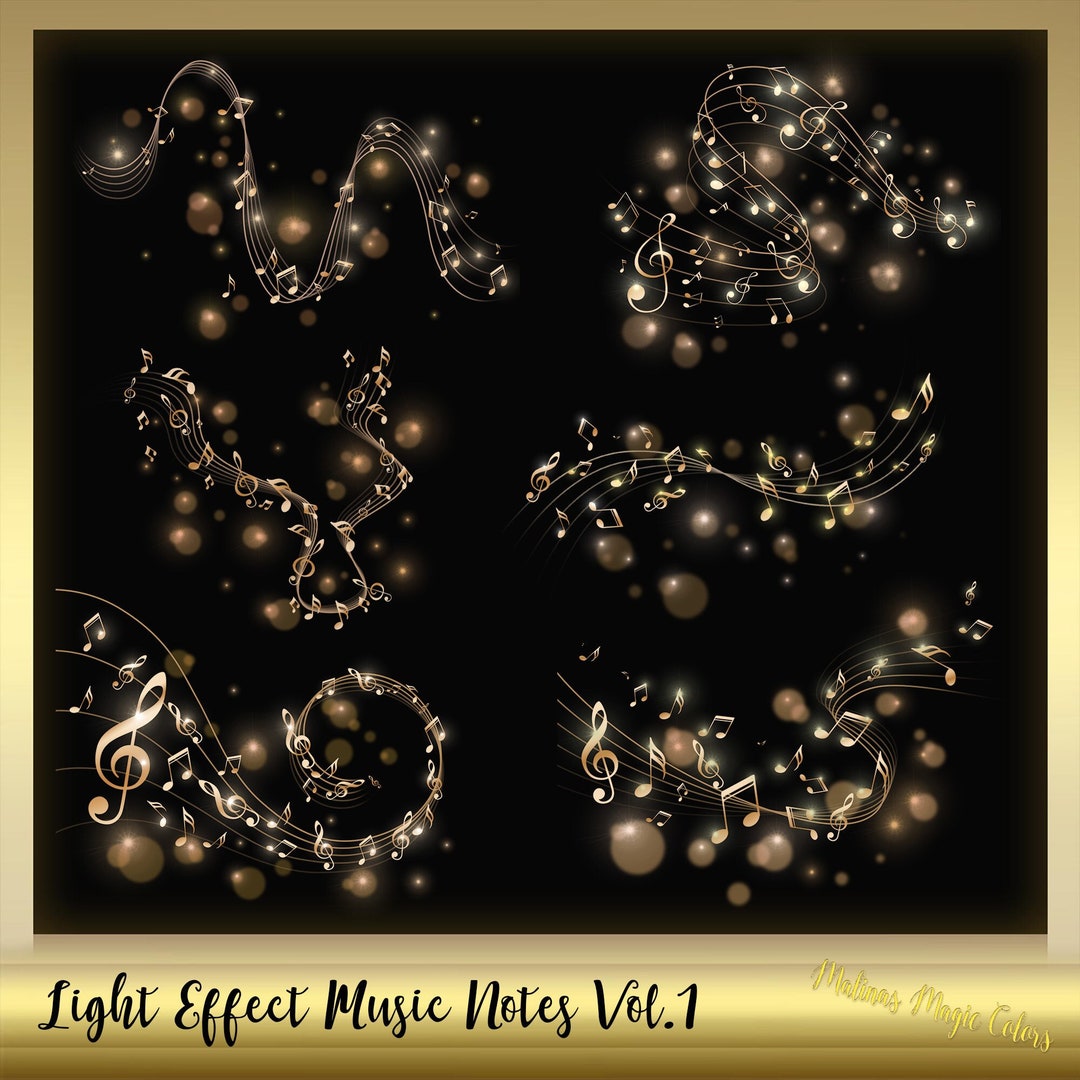 6 Light Effect Music Notes Vol. 1 - Music Note Clip Art - Luminous ...