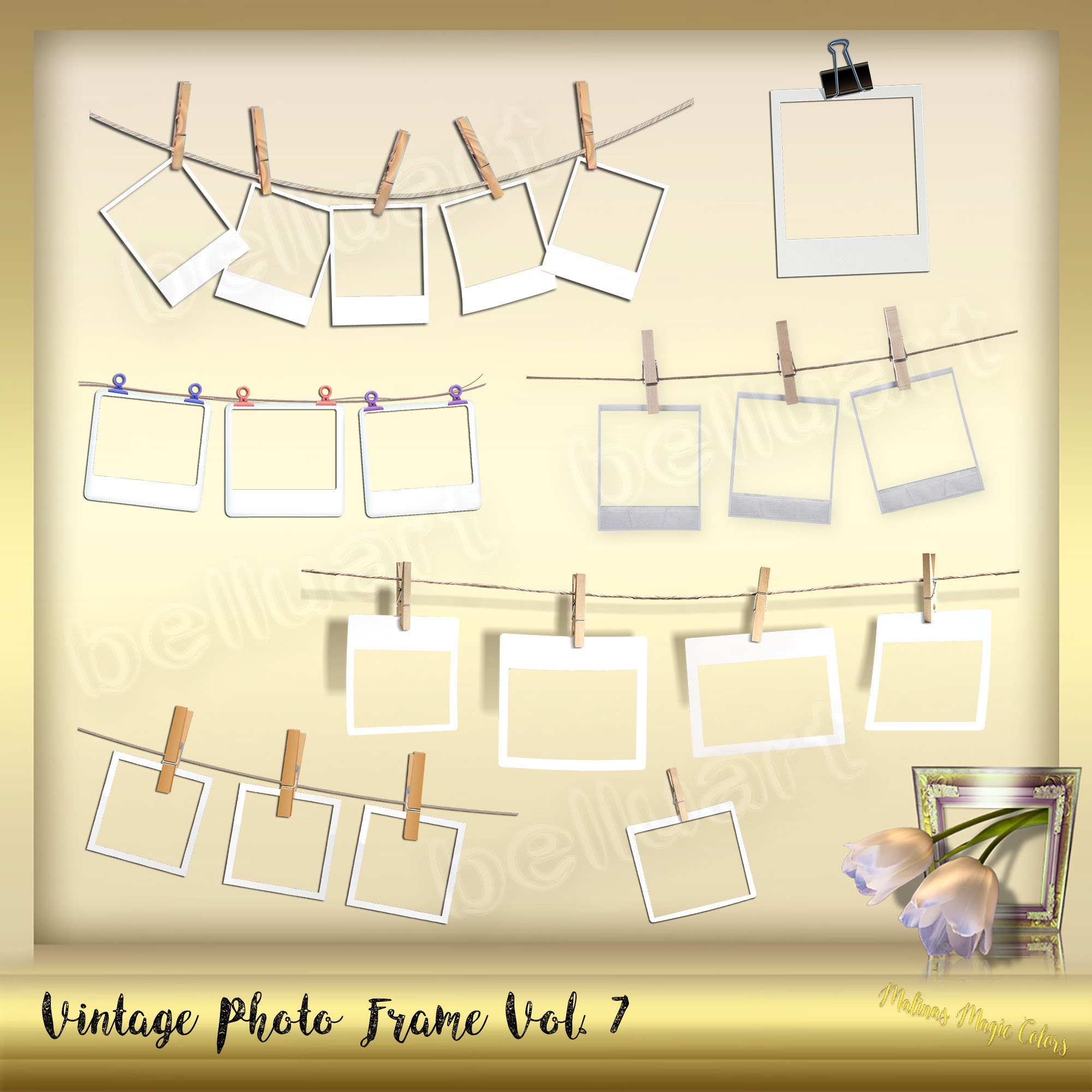 7 VINTAGE Photo Frames Vol. 7 - Vintage Frame - Photoshop Digital ...