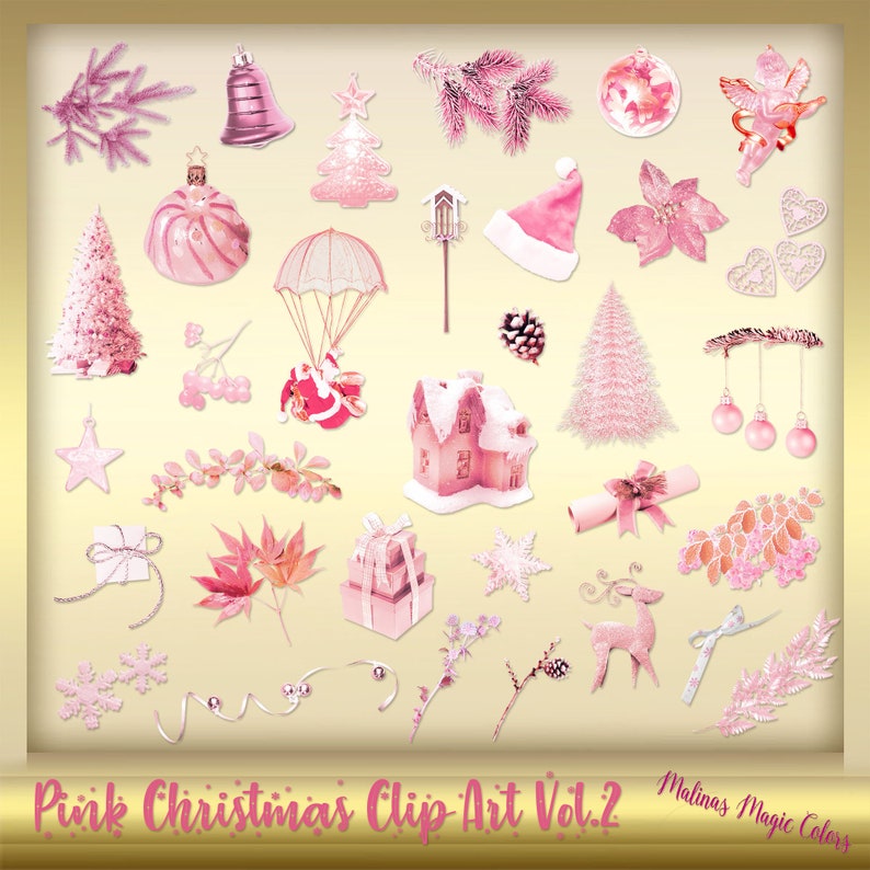 37 Pink Christmas Clip Art Vol.2 Christmas Clipart Holiday - Etsy