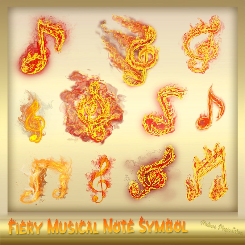 Fiery Musical Note Symbol - Musical Notes in Fire Flames - Musical Note ...