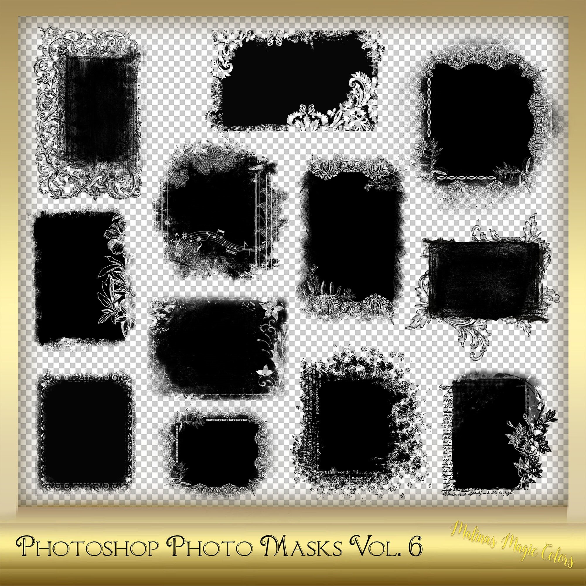 12 Photoshop Masks Vol. 6 - Photoshop Clipping Masks - Grunge Png Masks ...