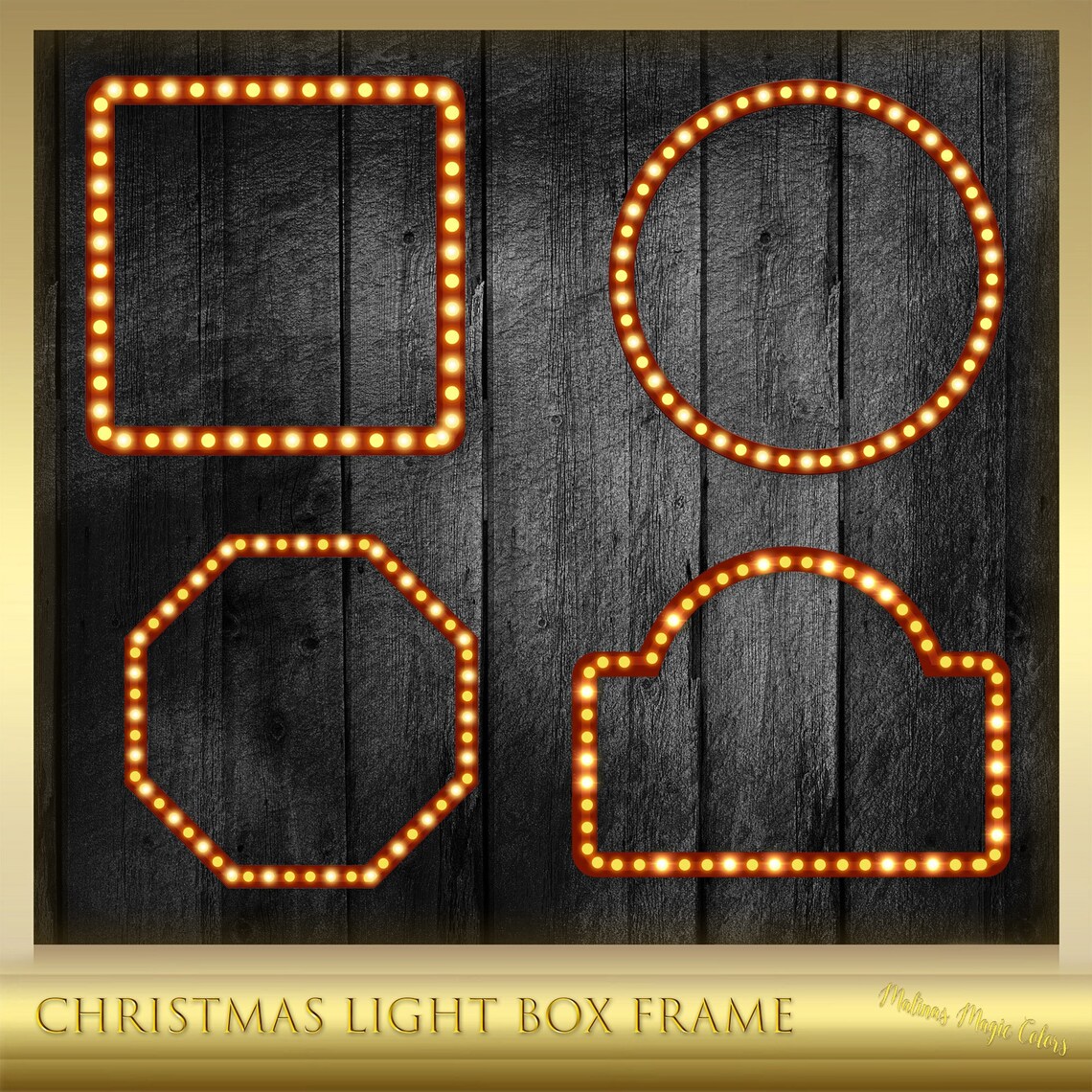 Light Box Frame Clipart - Light Bulb Frame - Marquee Light Digital ...