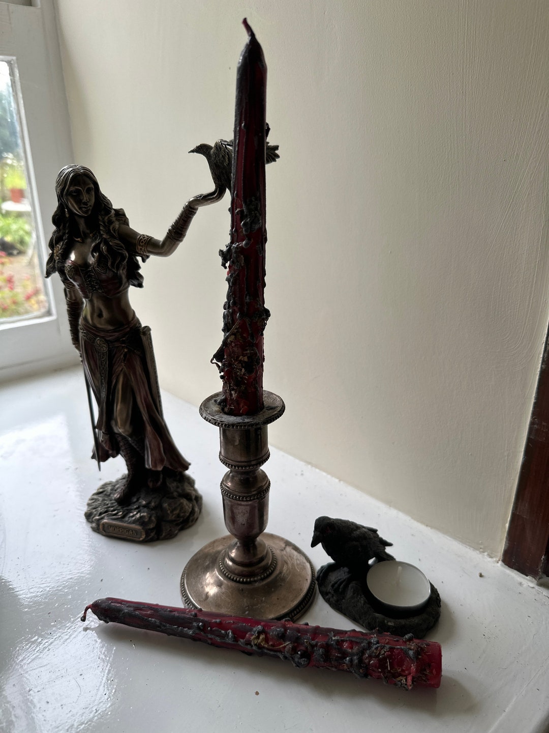 The Morrigan Dressed Burgundy and Black Ritual Candle - Etsy Australia