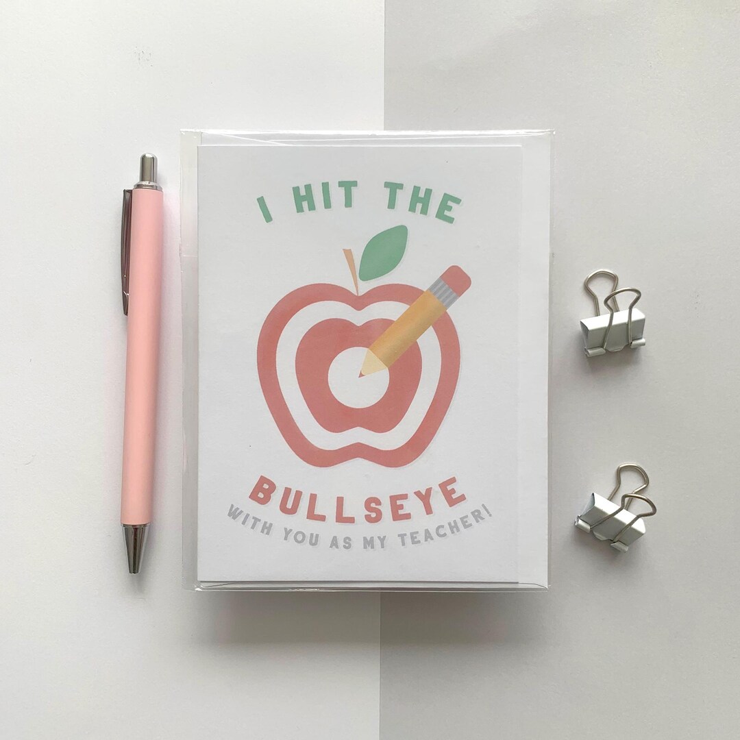 Teacher Thank You Card: Bullseye Design - Appreciation Gift - Etsy