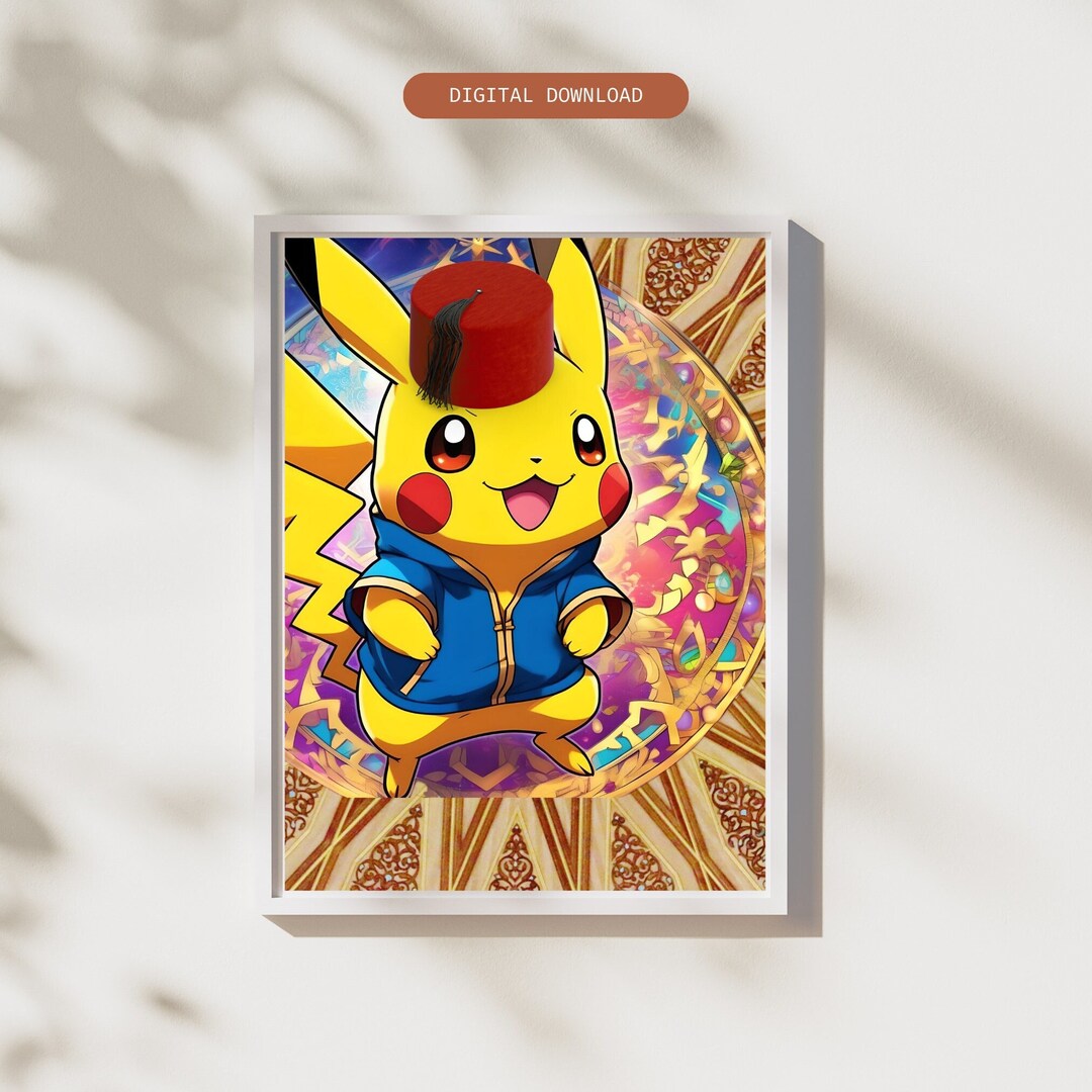 Amazigh Pikatchu Poster, Berber Pokemon Art Print, Pikatchu in Amazigh ...