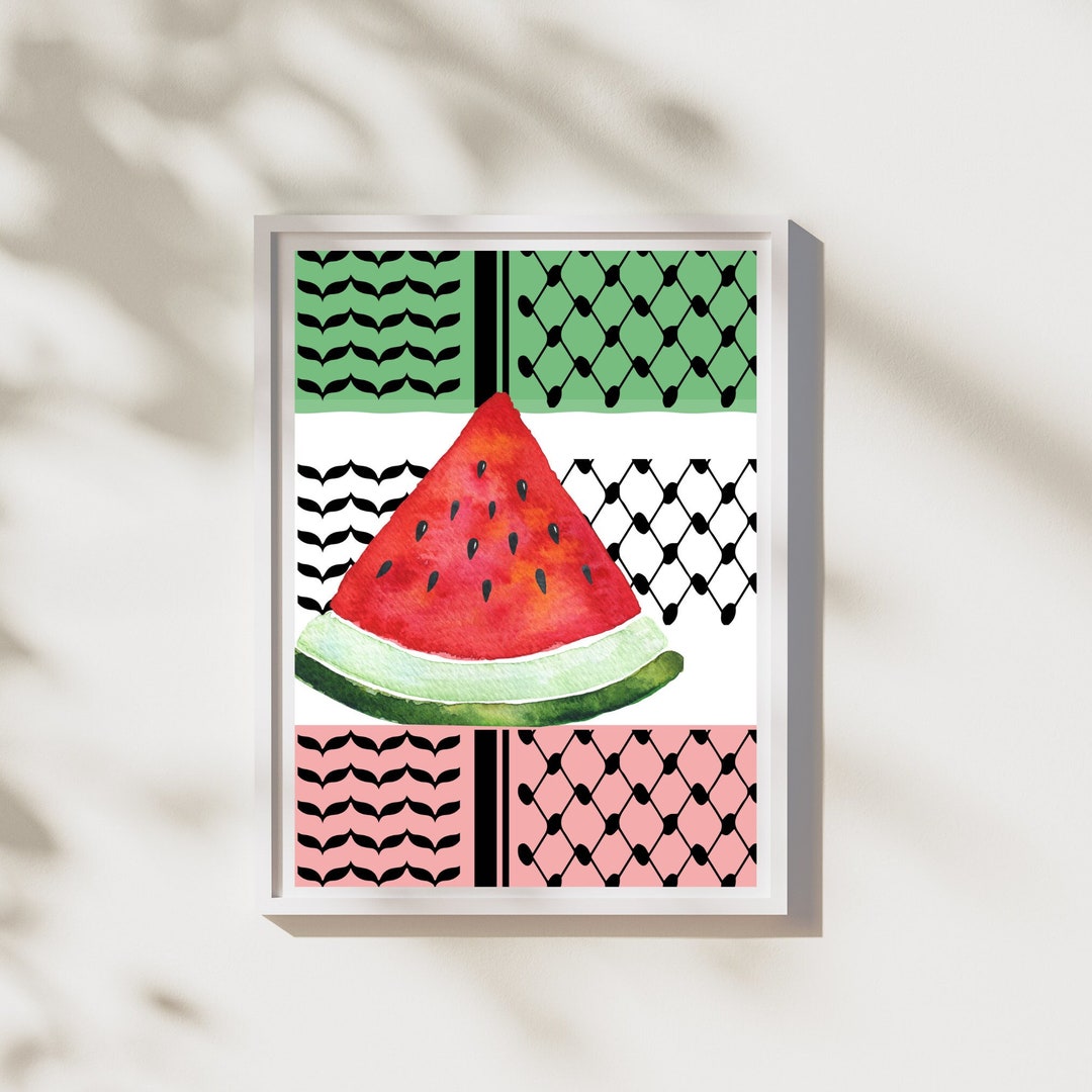 Free Palestine Watermelon Art Print, Keffeiye Wall Hanging, Palestine ...