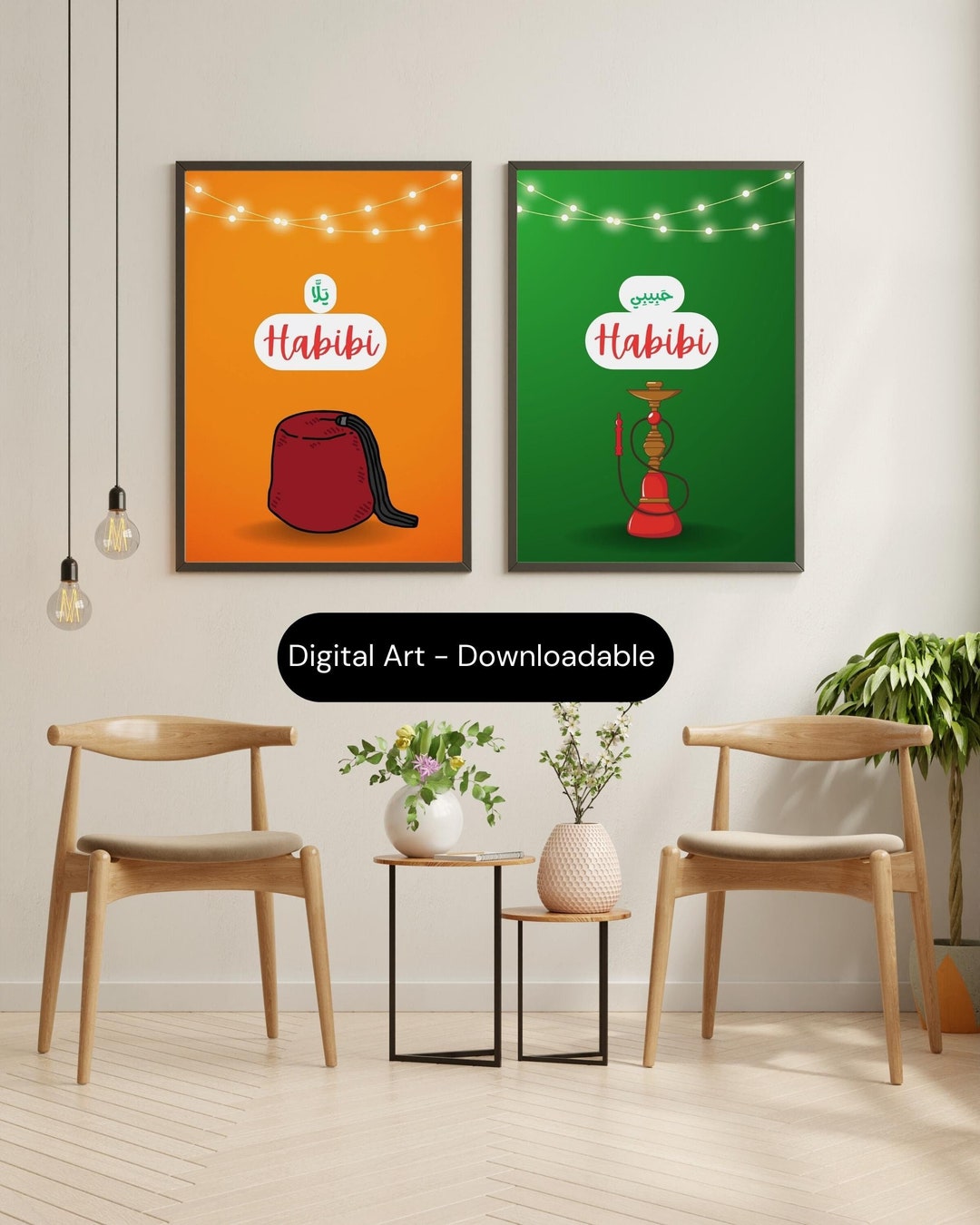 Yalla Habibi Art X2 Set | Arabic Wall Hanging | Arabic Souvenir| Arabic ...