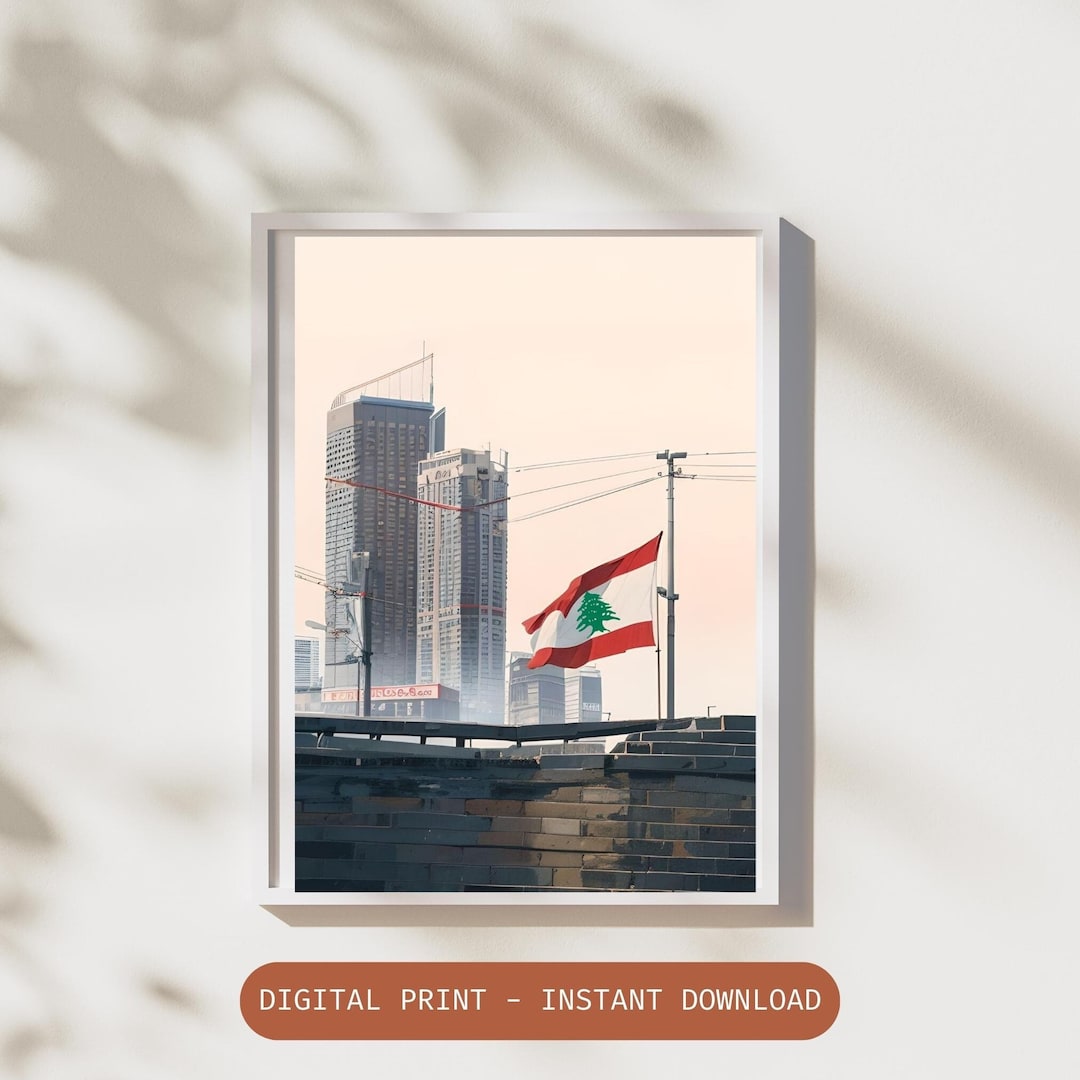 Lebanese Flag Art Print, Lebanon Flag Poster Gift, Beirut Wall Hanging ...