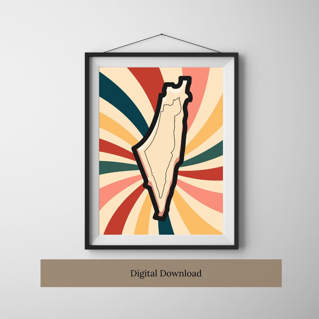 Palestine Map Art Print - Colorful Palestine Digital Art - خريطة فلسطين ...