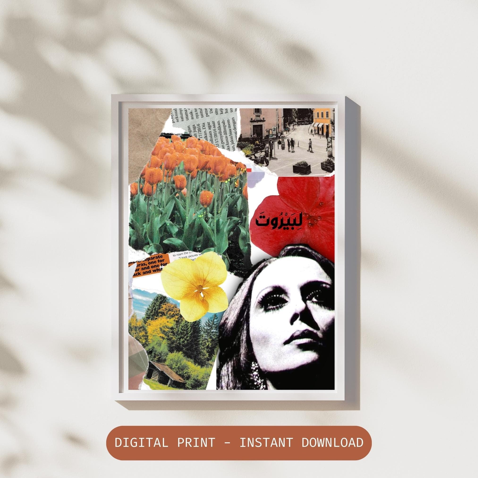 Fairuz Collage Art Print - Fairuz Lebanese Singer Digital Art Wall ...