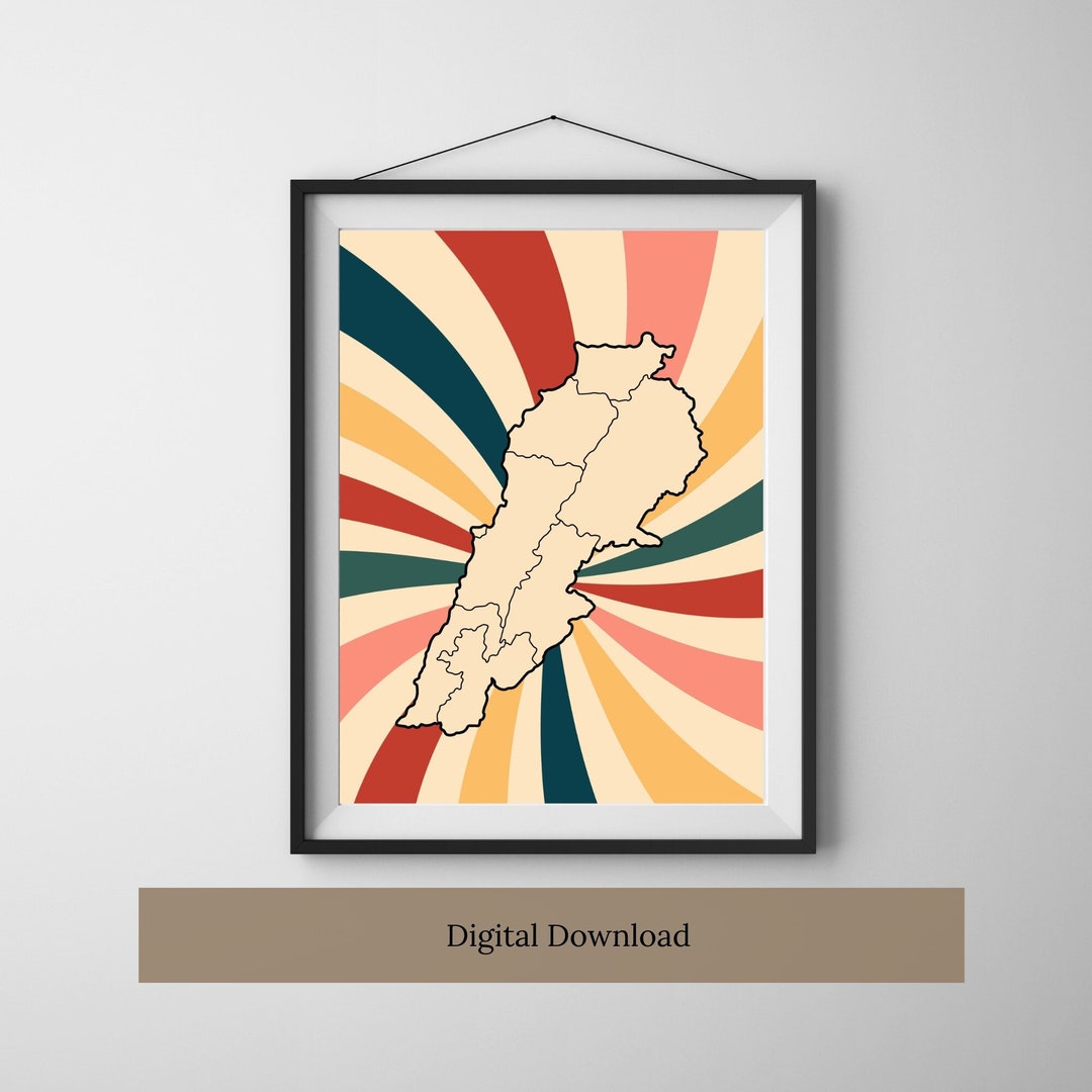 Lebanon Map Art Print - Colorful Lebanon Digital Art - خريطة لبنان ...