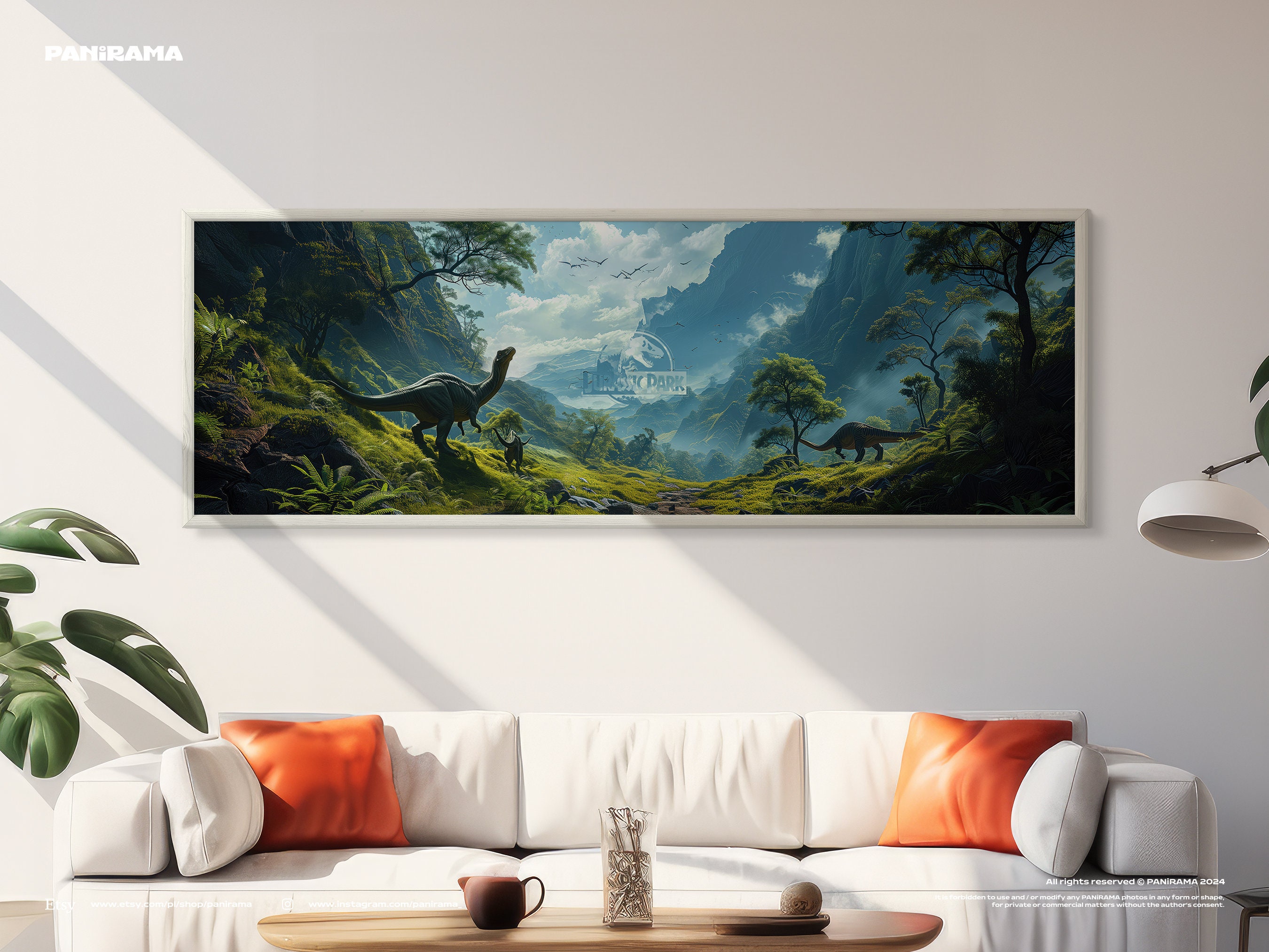Extra Large Panorama of Dinosaurs in Jurassic Park. Digital PRINT ...