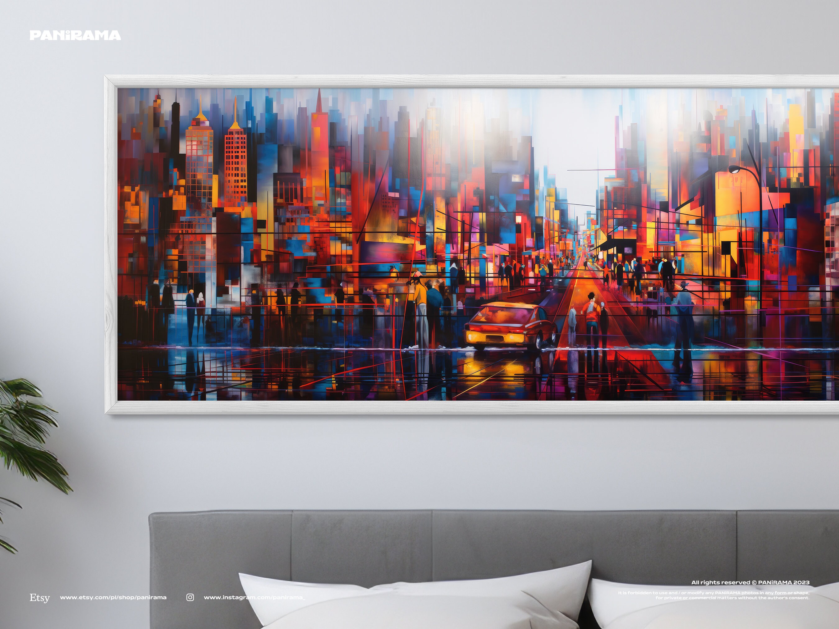 Extra Large Panorama of Abstract City Center. Digital PRINT, FRAMED or ...