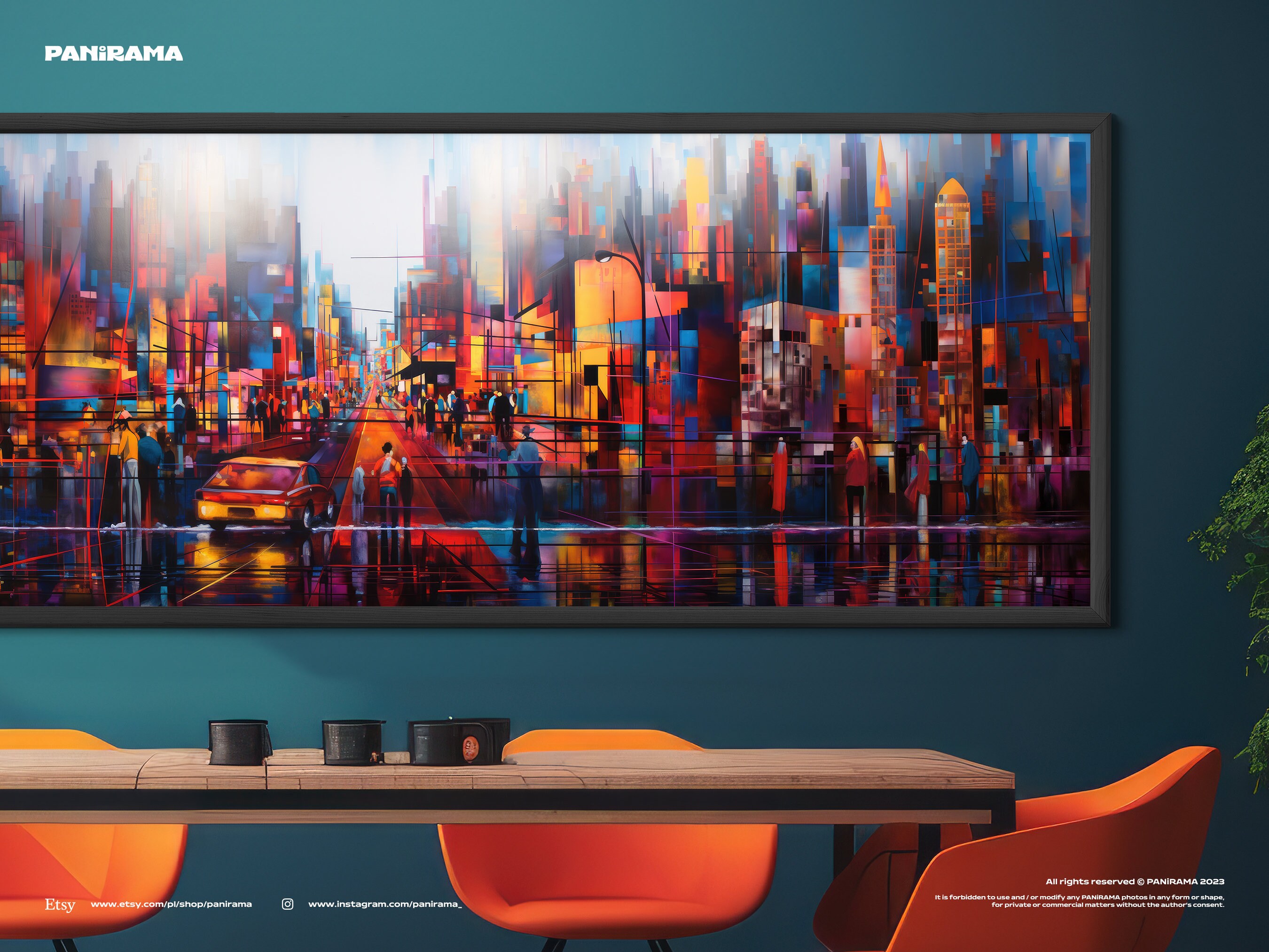 Extra Large Panorama of Abstract City Center. Digital PRINT, FRAMED or ...
