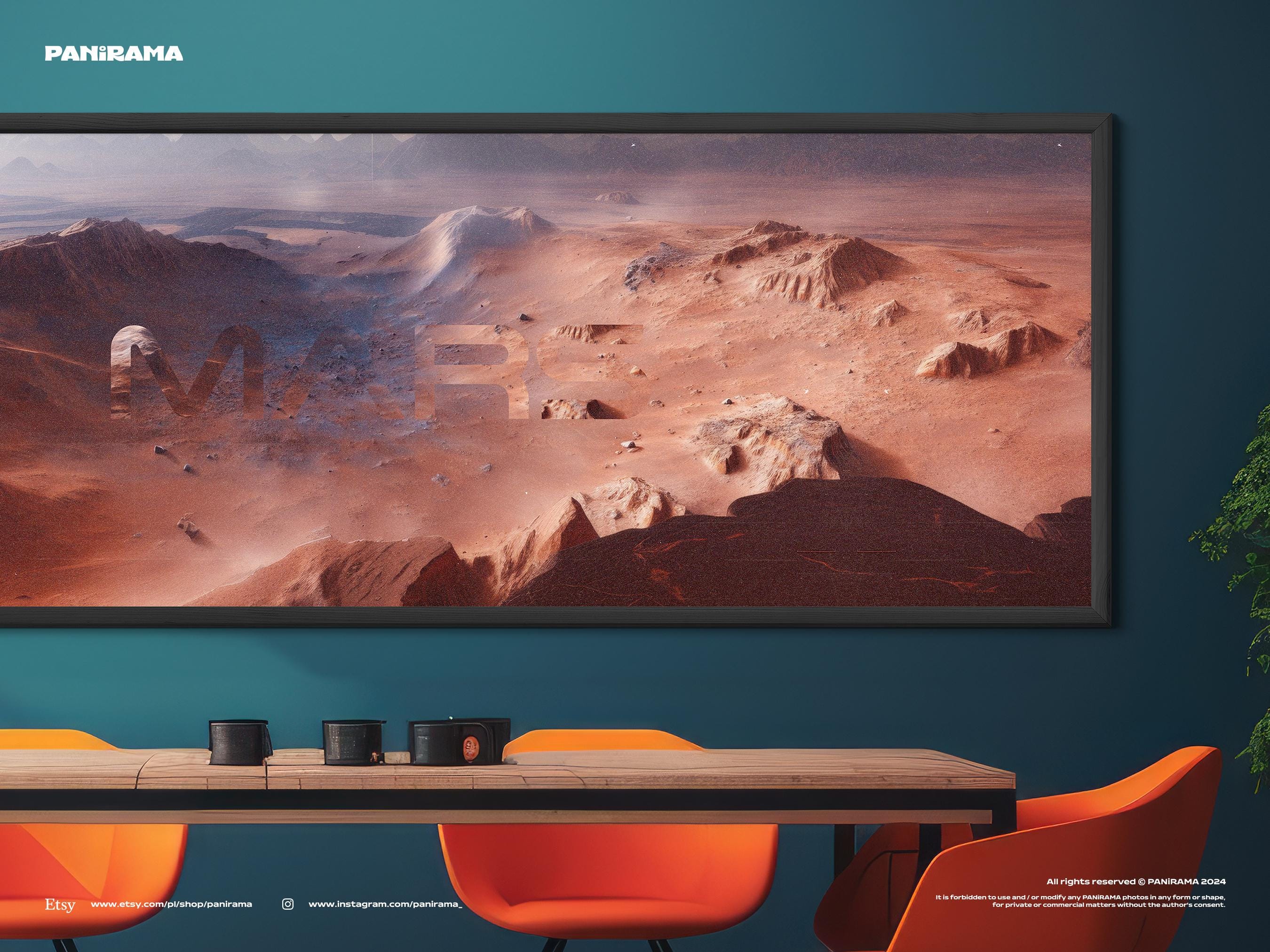 Extra Large Panorama of Planet Mars Surface. Digital PRINT, FRAMED or ...
