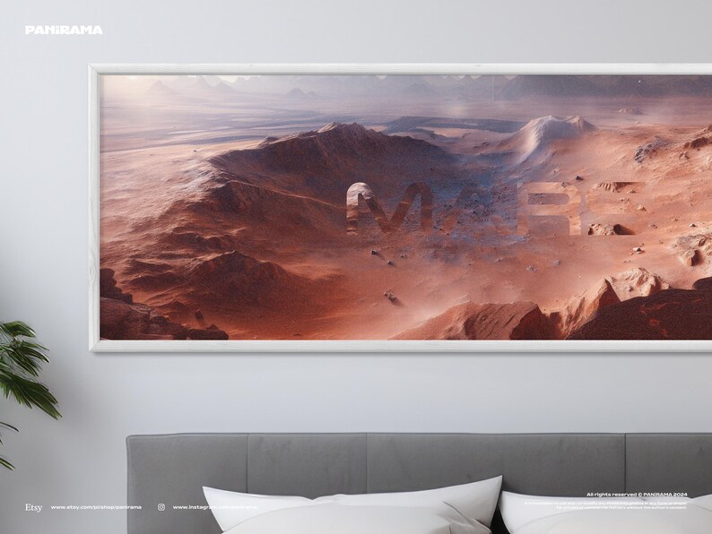 Extra Large Panorama of Planet Mars Surface. Digital PRINT, FRAMED or ...
