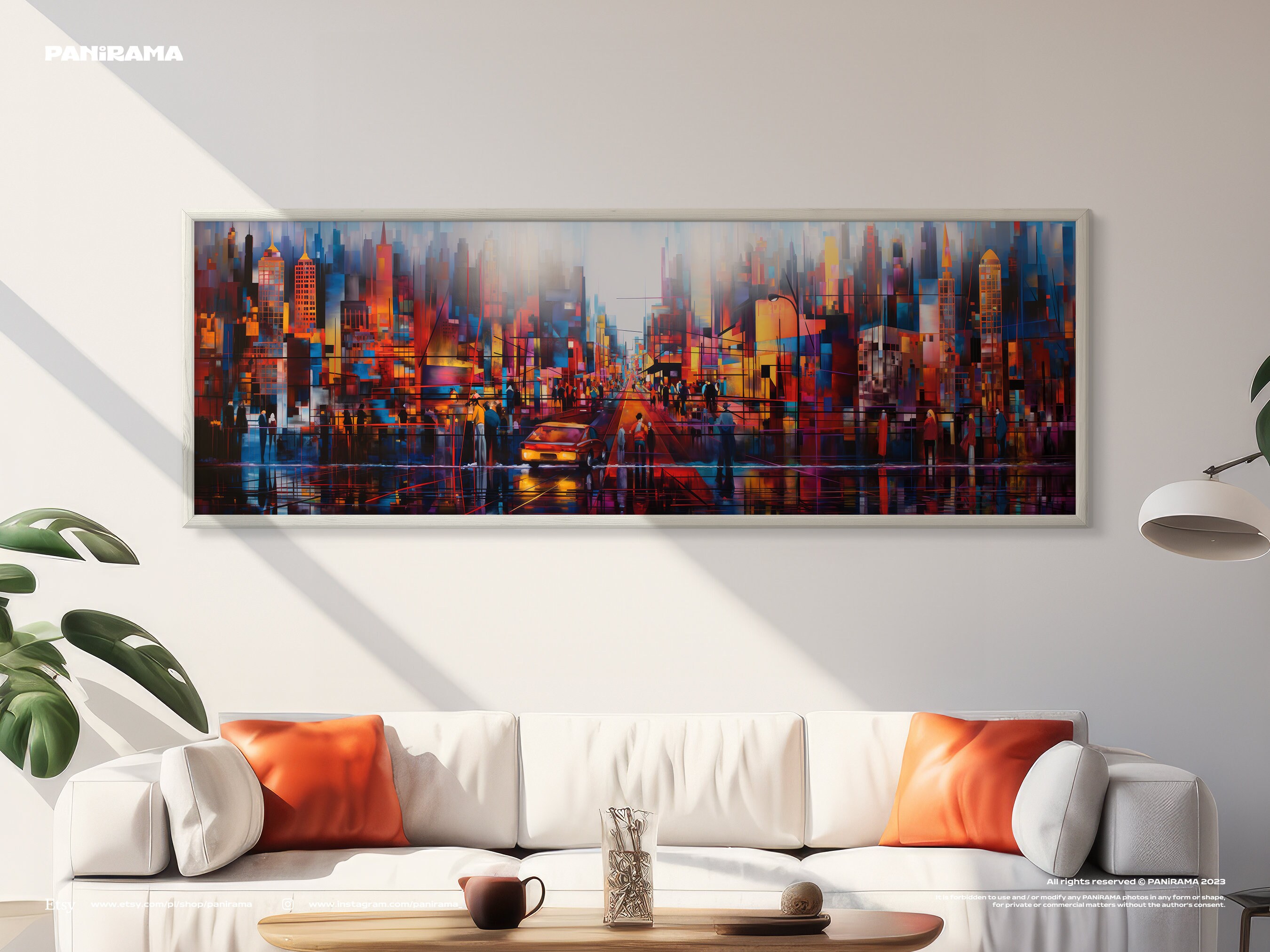 Extra Large Panorama of Abstract City Center. Digital PRINT, FRAMED or ...