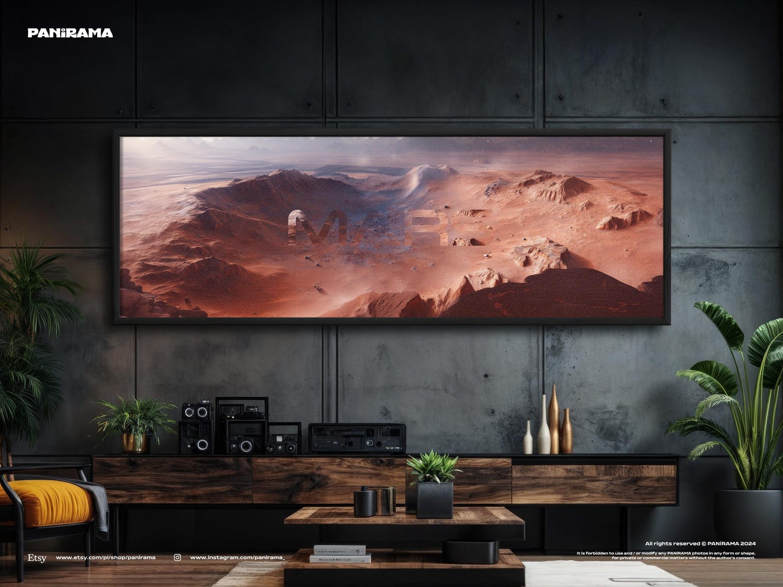 Extra Large Panorama of Planet Mars Surface. Digital PRINT, FRAMED or ...