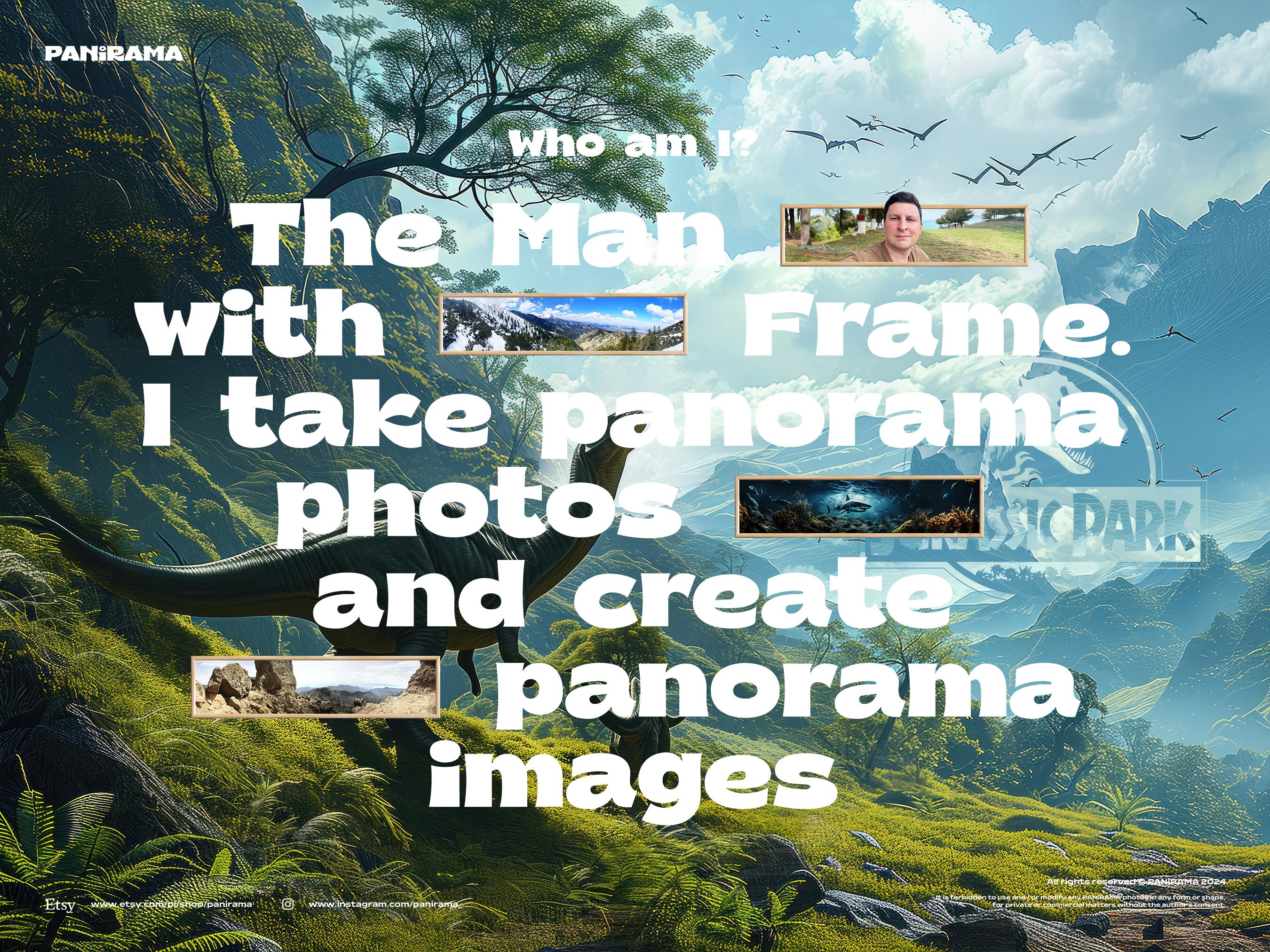 Extra Large Panorama of Dinosaurs in Jurassic Park. Digital PRINT ...