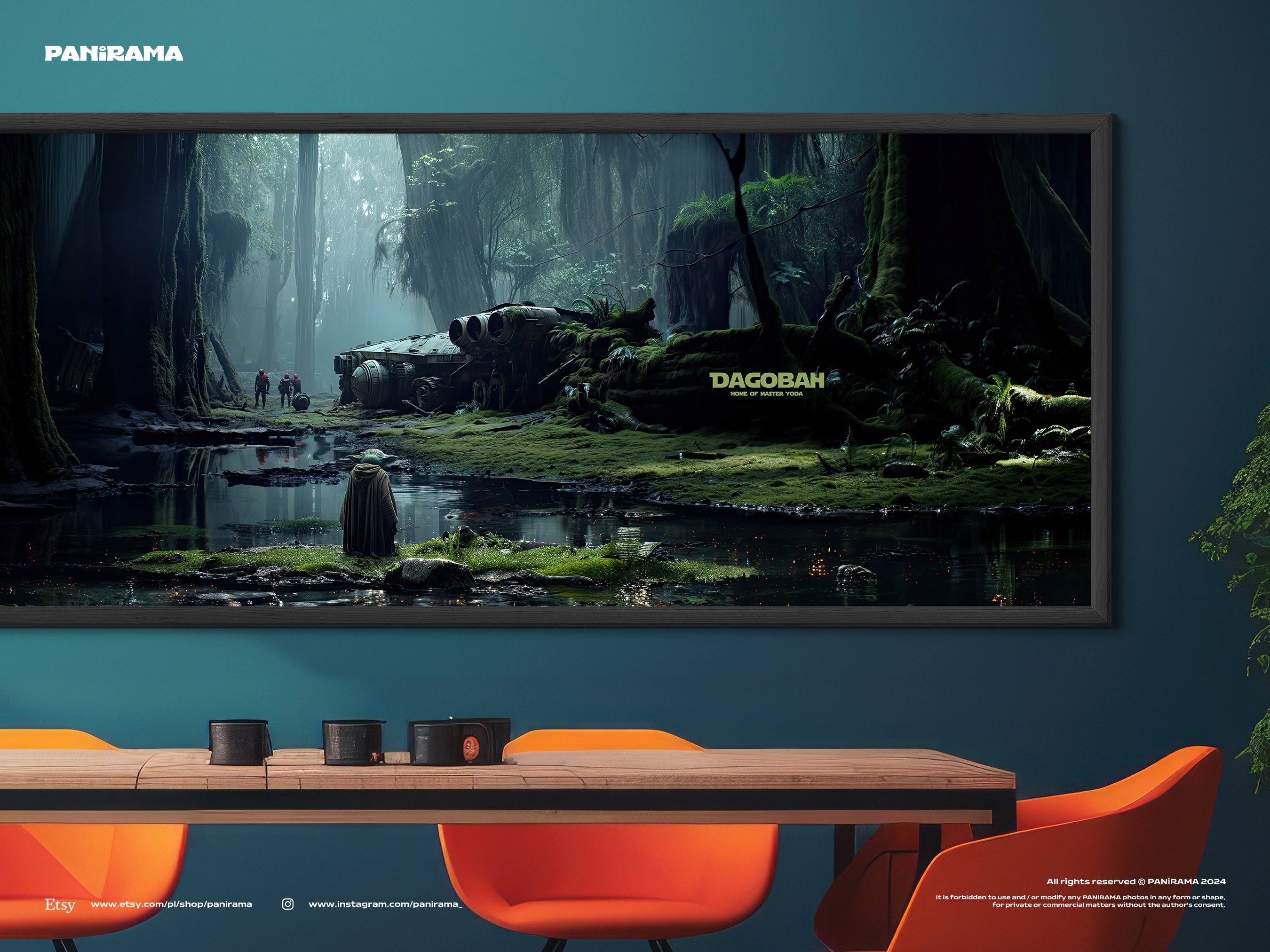 Extra Large Panorama of Dagobah Planet, Yoda, Star Wars. Digital PRINT ...
