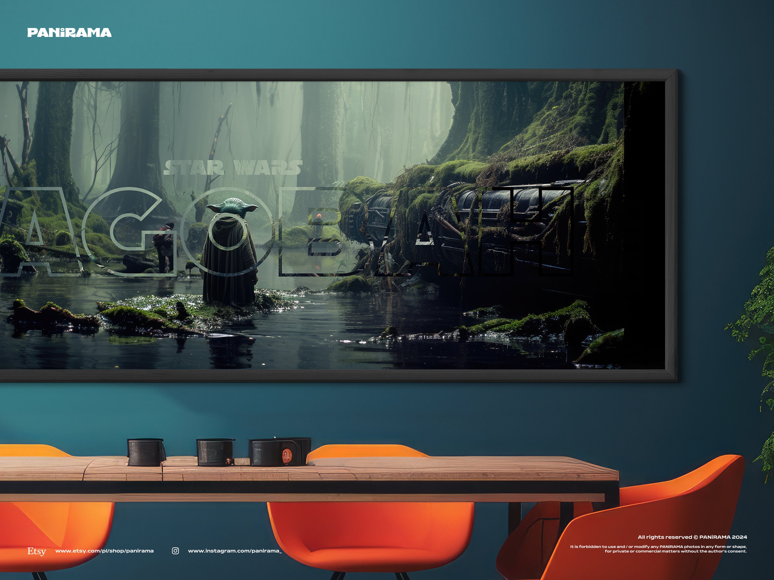 Extra Large Panorama of Dagobah Planet, Yoda, Star Wars. Digital PRINT ...