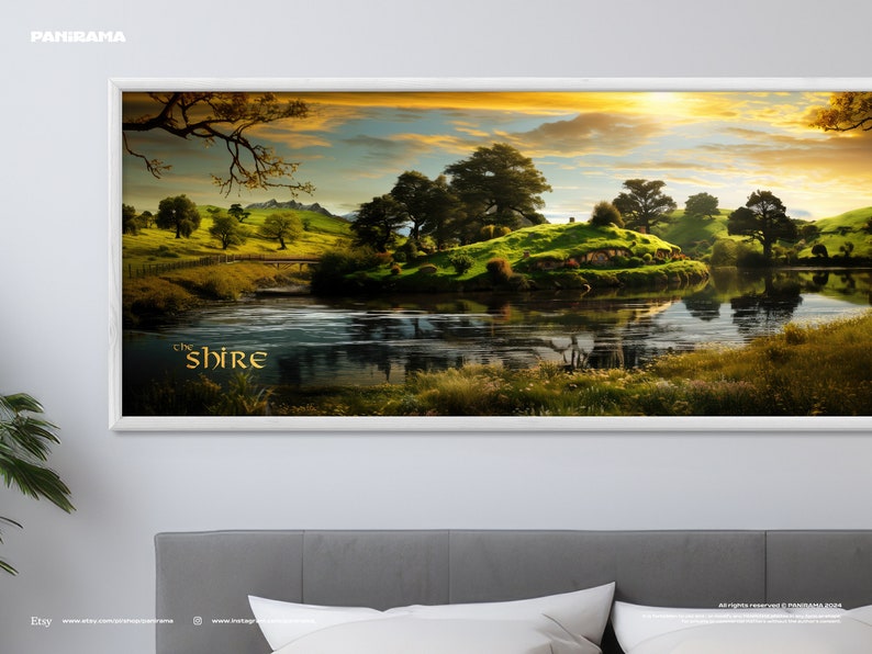 Extra Large Panorama of Shire, Lord of the Rings. Digital PRINT, FRAMED ...