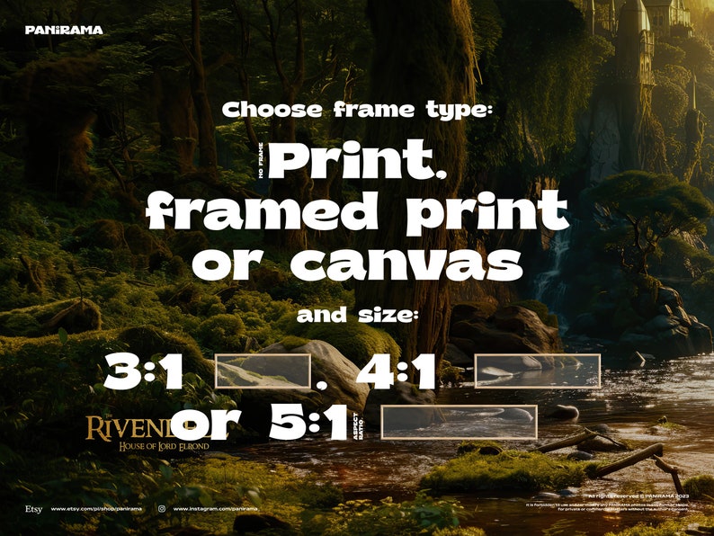 Extra Large Panorama of Rivendell, Lord of the Rings. Digital PRINT ...