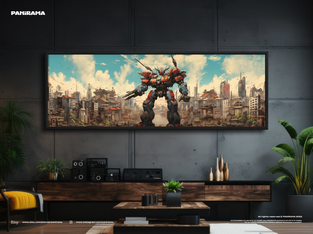 Extra Large Panorama of Mecha Anime Robot. Digital PRINT, FRAMED or ...