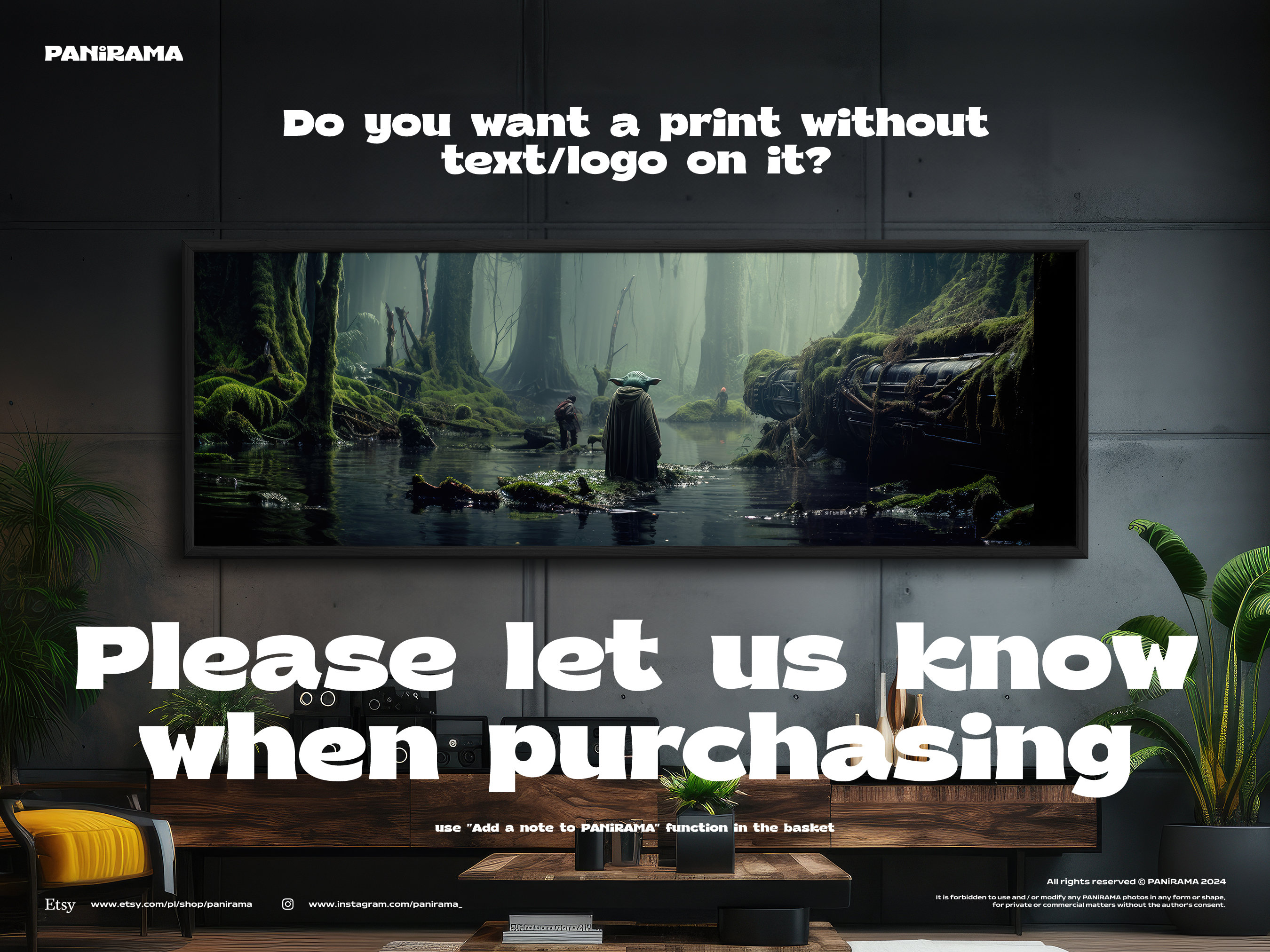 Extra Large Panorama of Dagobah Planet, Yoda, Star Wars. Digital PRINT ...