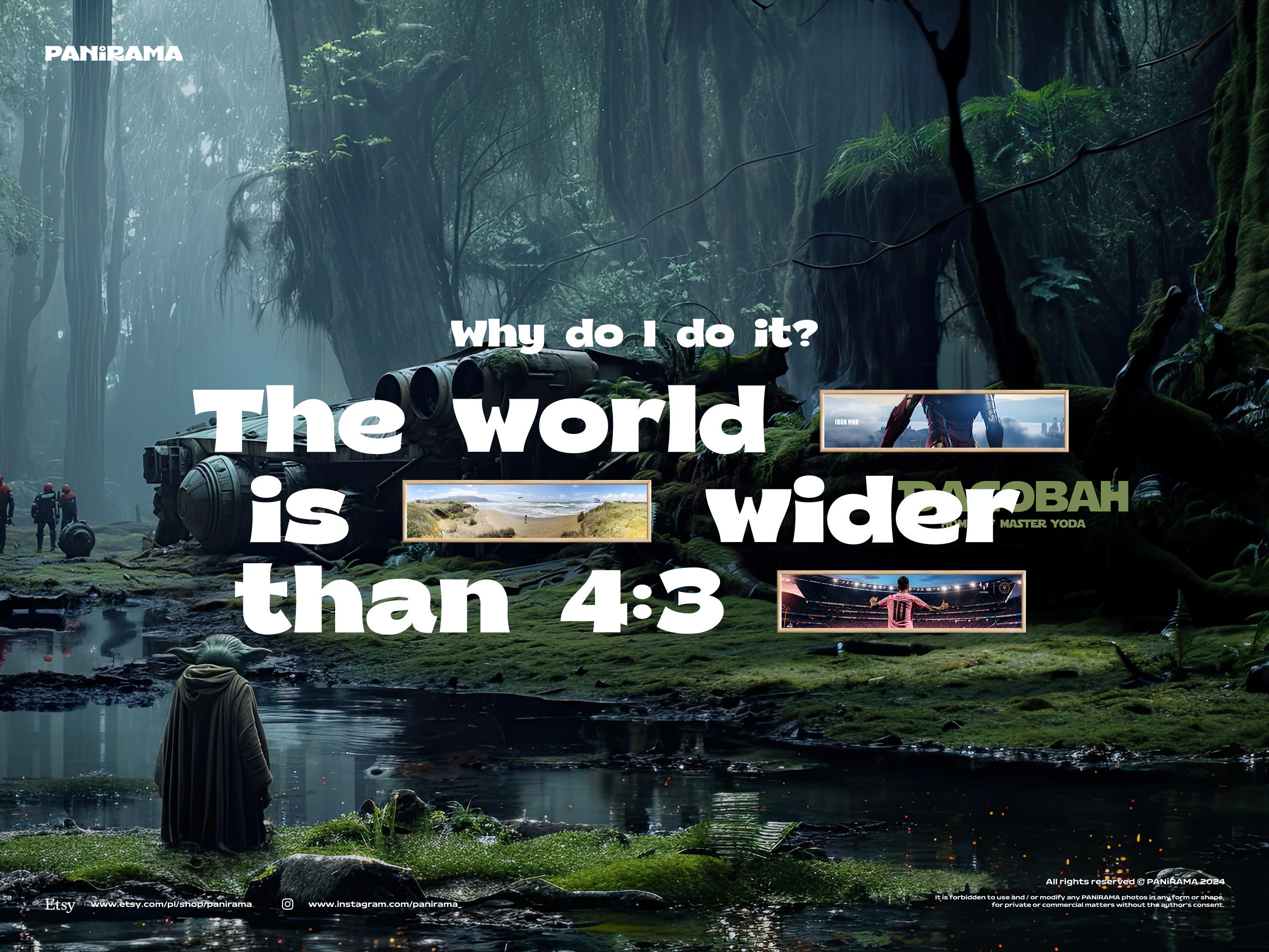 Extra Large Panorama of Dagobah Planet, Yoda, Star Wars. Digital PRINT ...