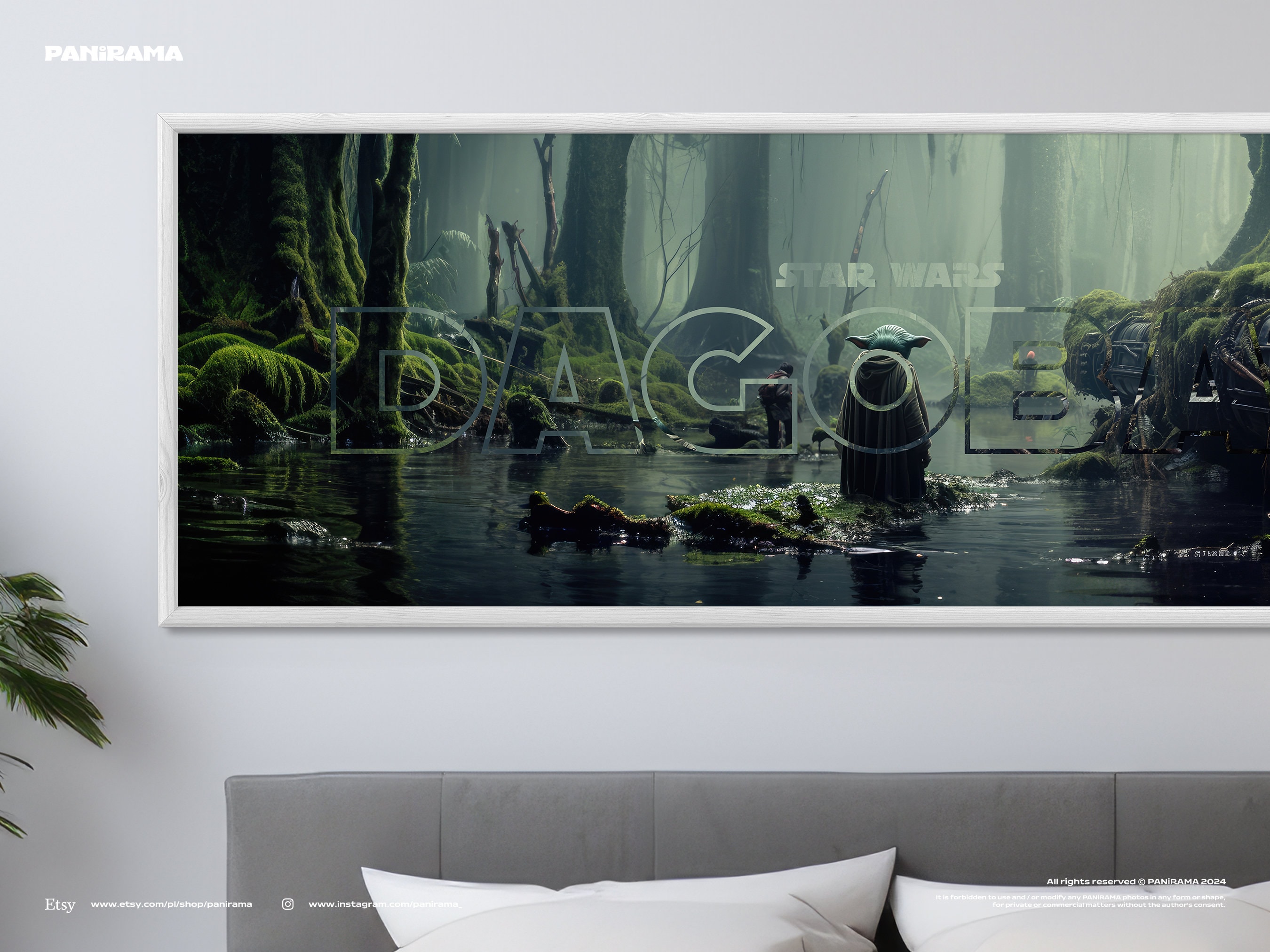 Extra Large Panorama of Dagobah Planet, Yoda, Star Wars. Digital PRINT ...