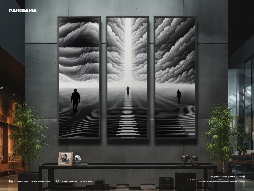 Set of 3 Optical Illusion Prints. Print Set Wall Art. Extra Large ...