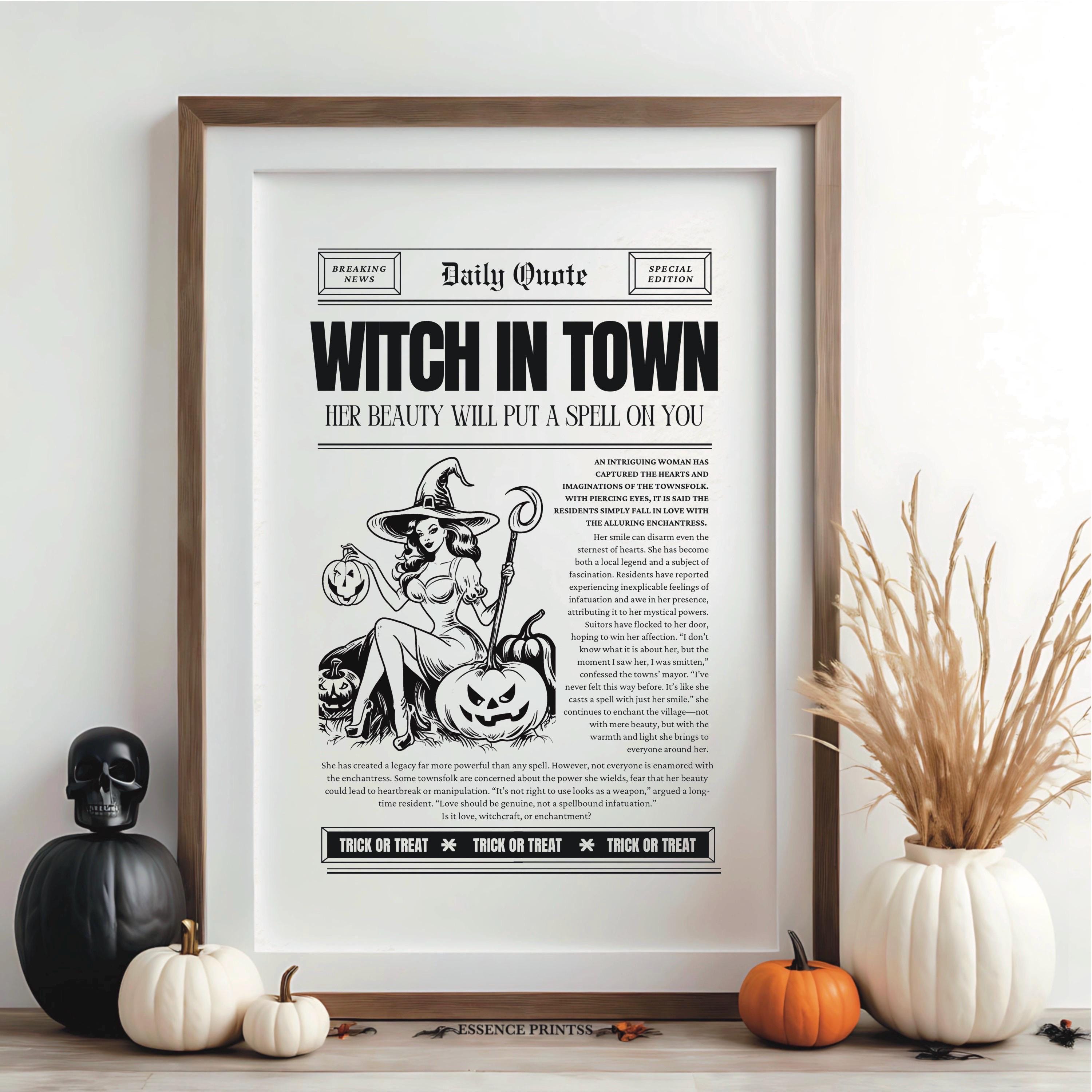 Vintage Halloween Newspaper Poster Art, Halloween Newspaper Wall Art ...